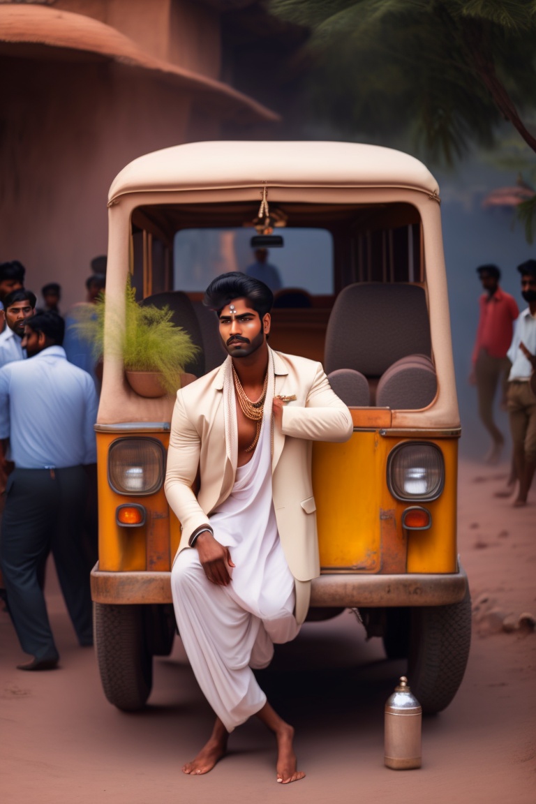 Lexica - An tired Indian man is wearing white clothes with dothi and ...