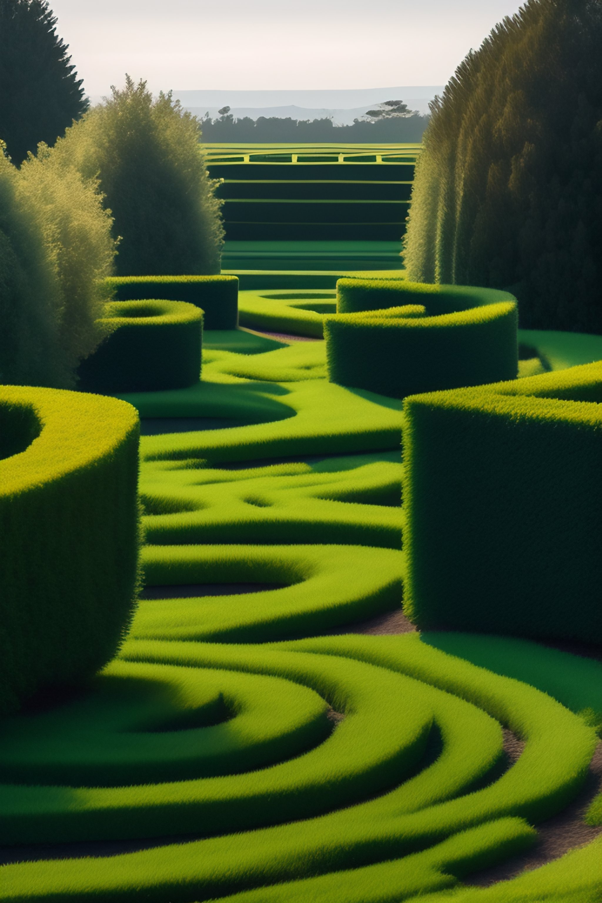 Lexica - Green maze, long red thread, knots of thread, lost, confusing ...