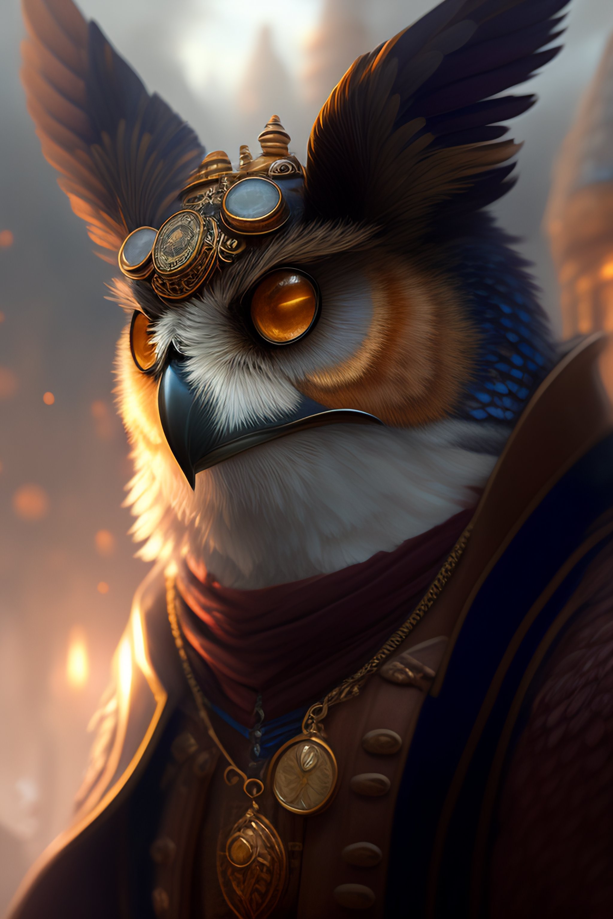 Lexica - A detailed portrait of a steampunk owl illustrator, by justin ...
