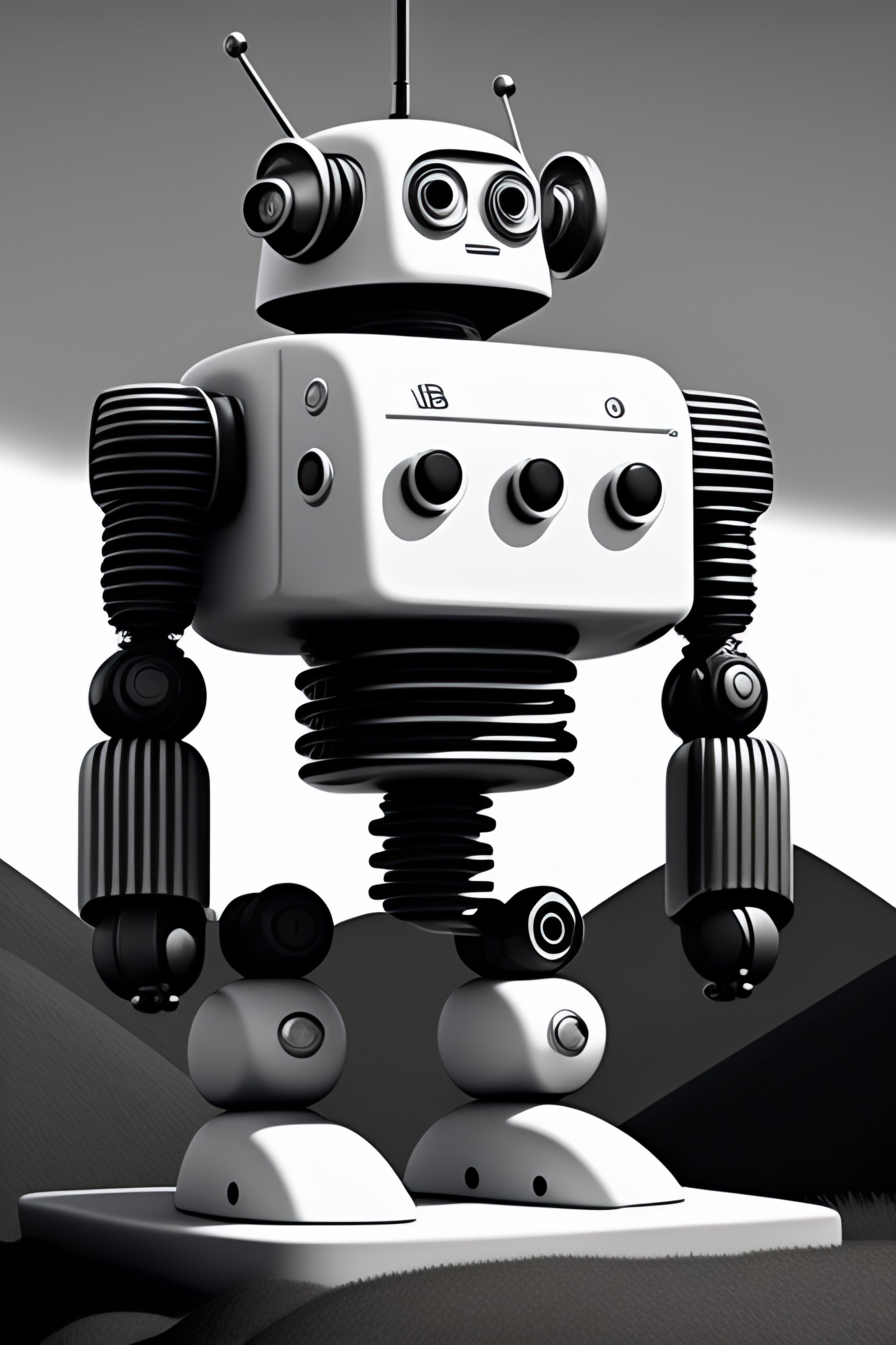 Lexica - Robot, B&W, cartoon