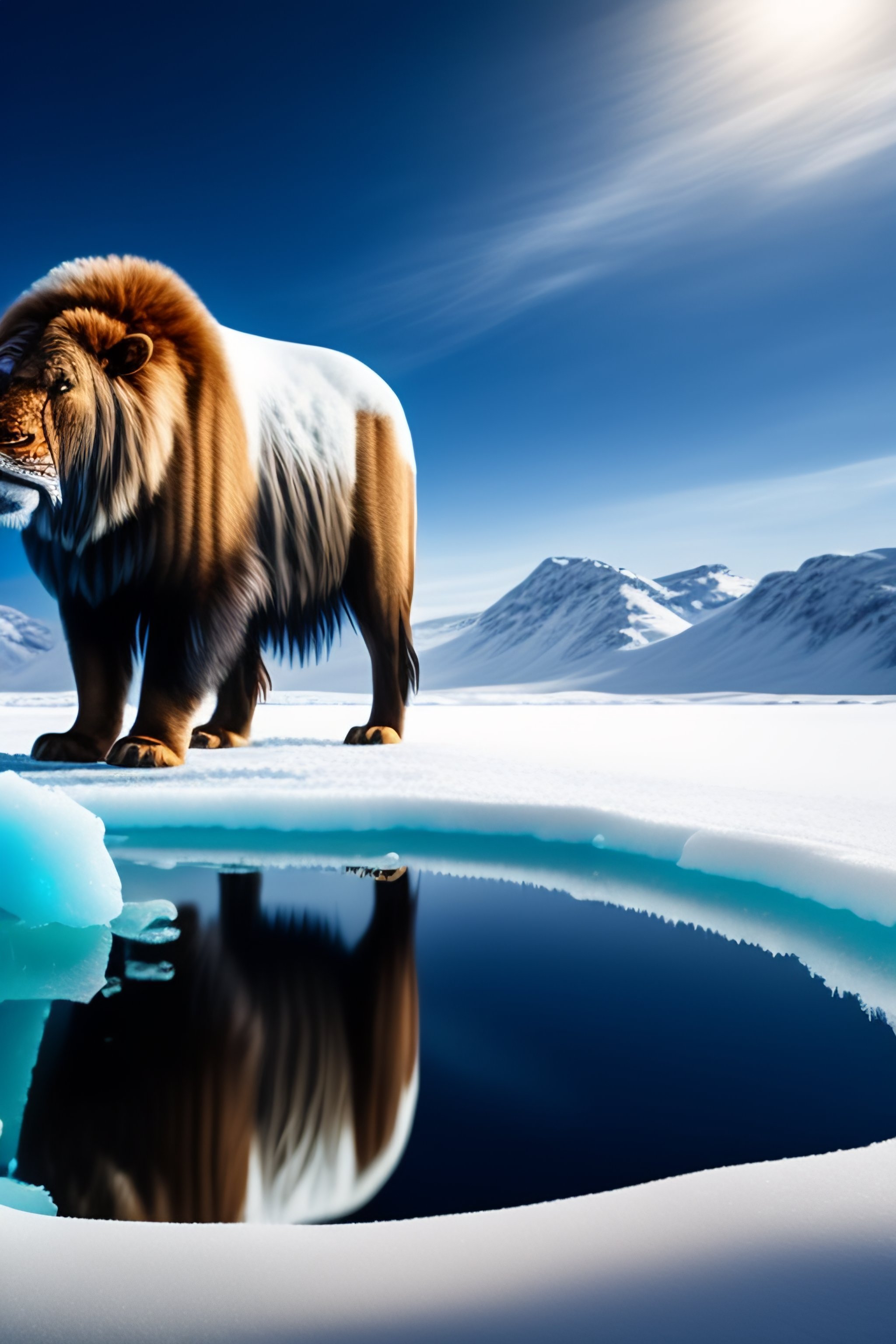 Lexica - A neanderthal caveman hunt seek animal frozen in the ice Snow