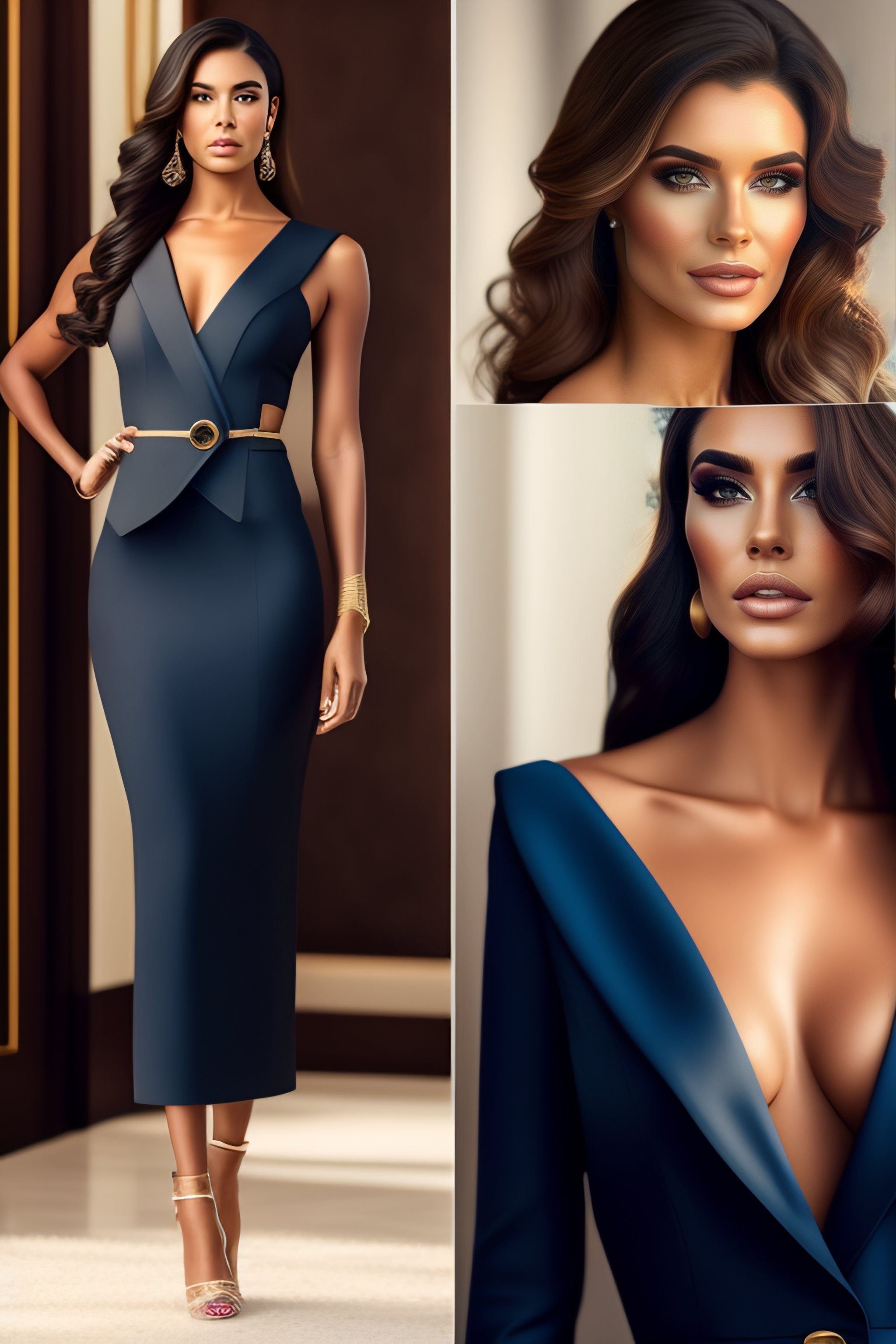 Lexica - Professional photo of Formal outfits collection, brunette model, full body photoshoot ...