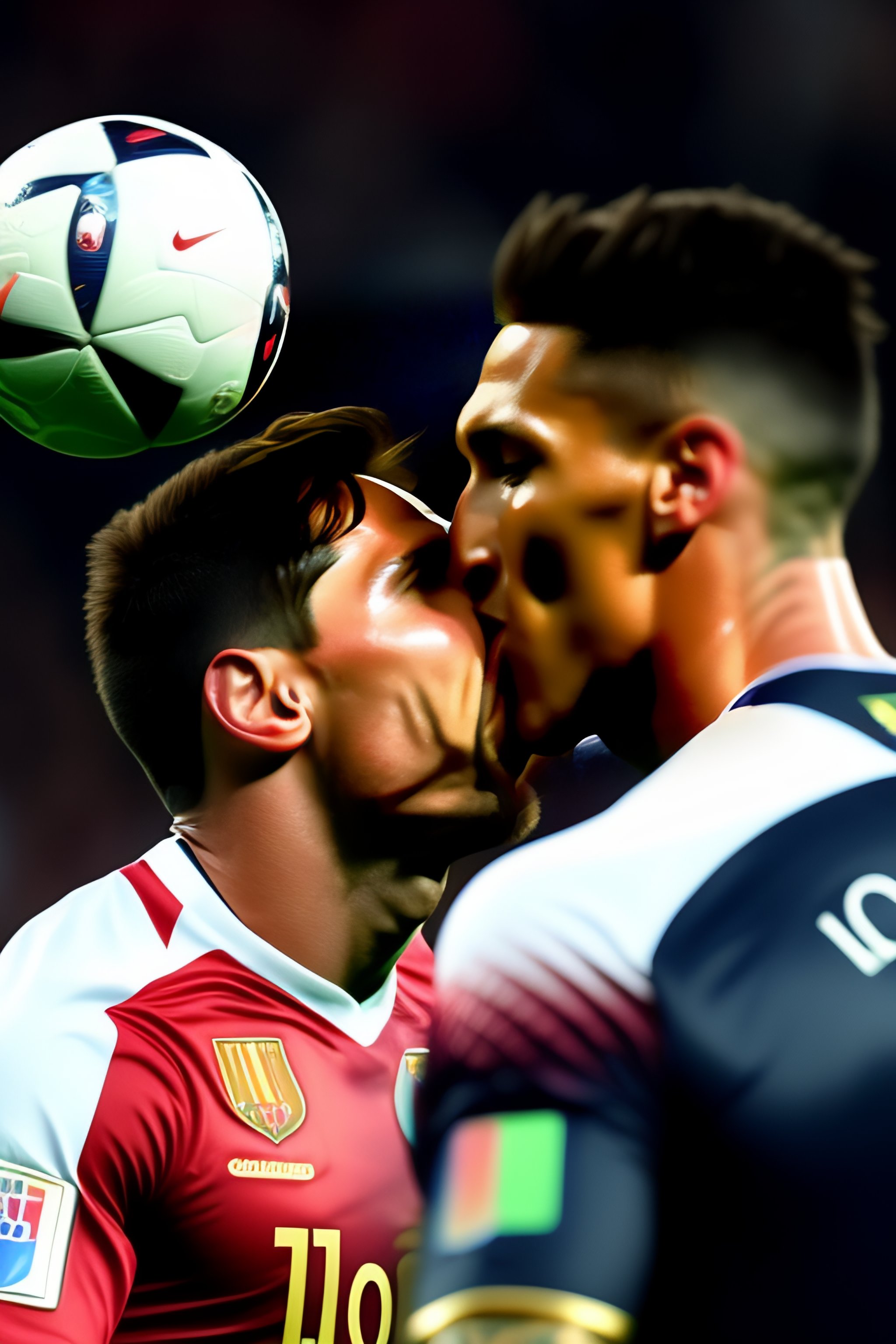 Lexica - Messi kissing Cristiano