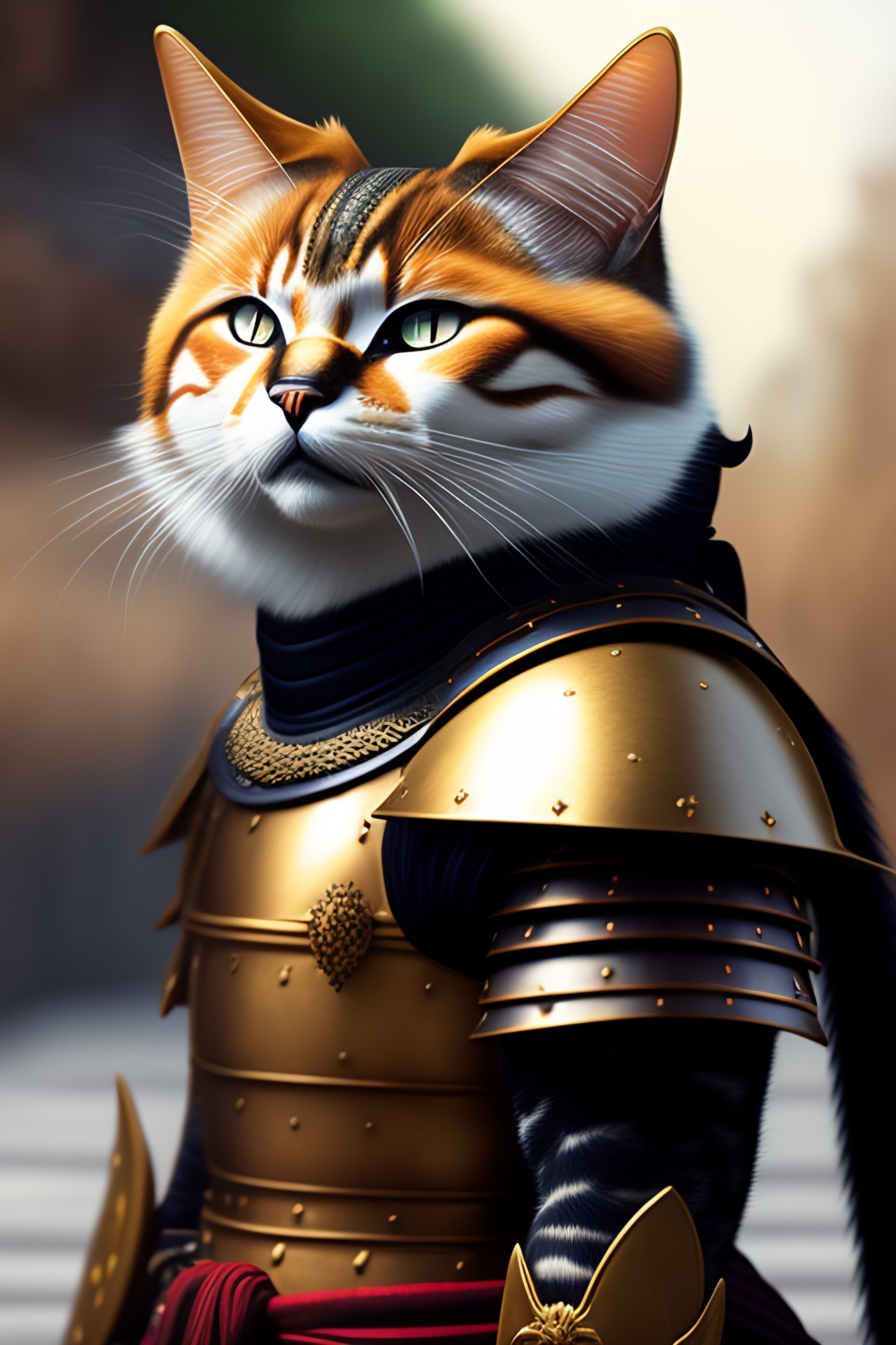 Lexica - Samurai cat with armor in japan, realistic