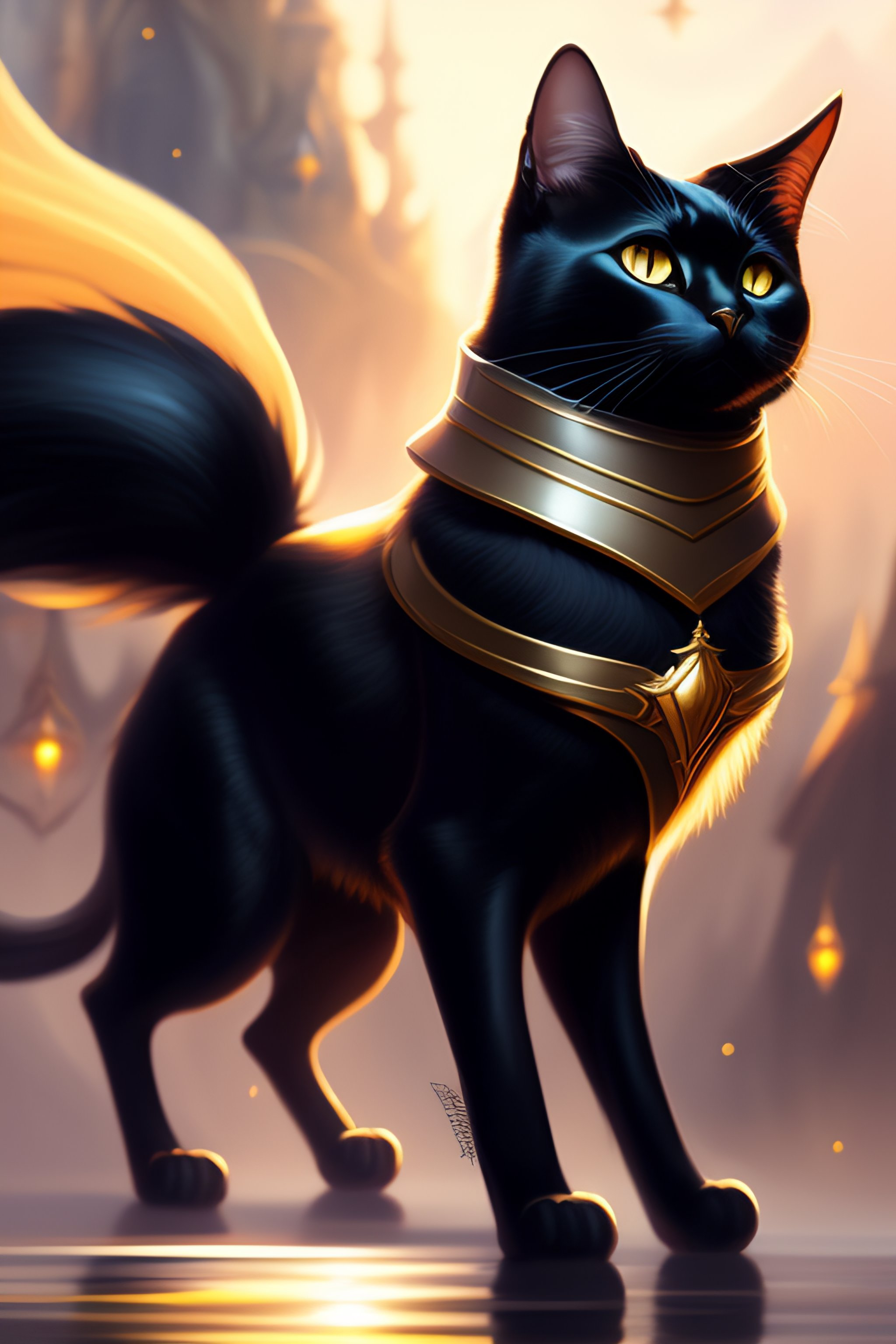 Lexica - A cute magical flying black cat, fantasy art drawn by disney ...