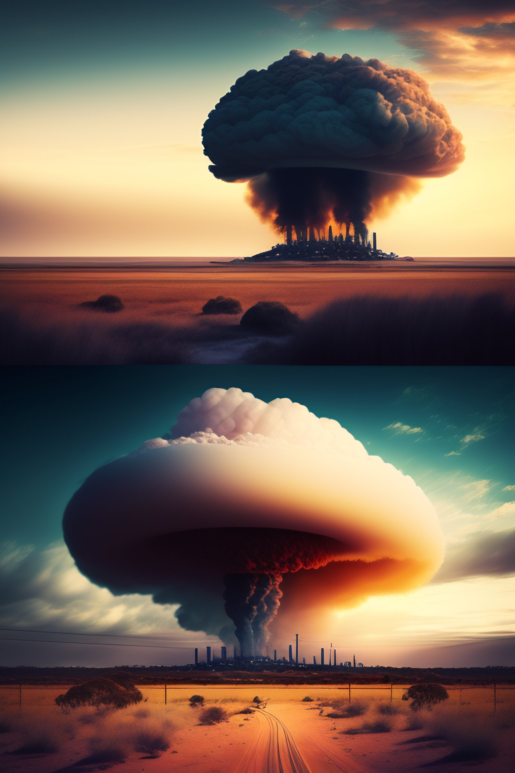 Lexica - Australia city, post apocalyptic, damage, mushroom cloud