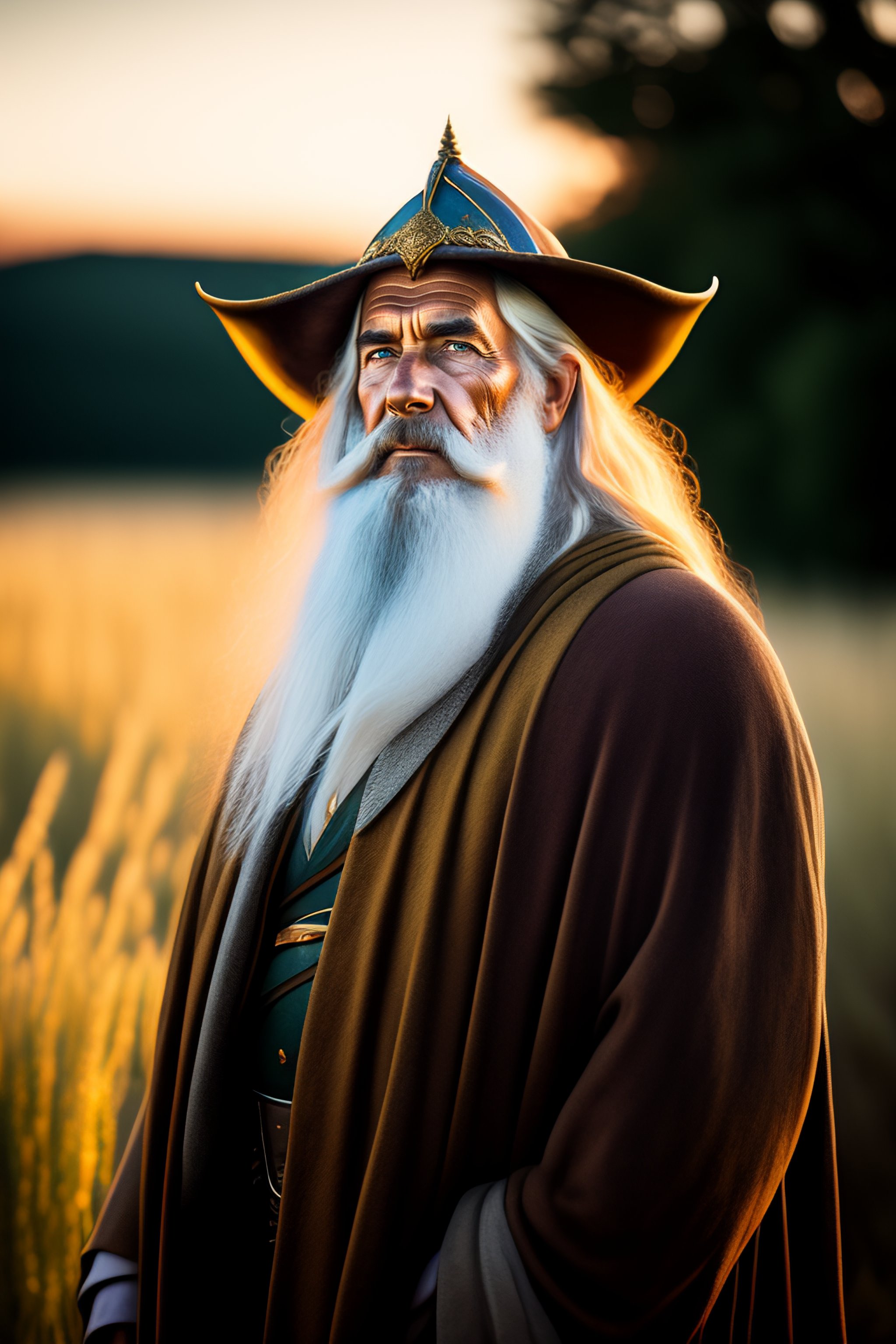 Lexica - Portrait, golden hour lighting, gandalf, detailed eyes, lord ...