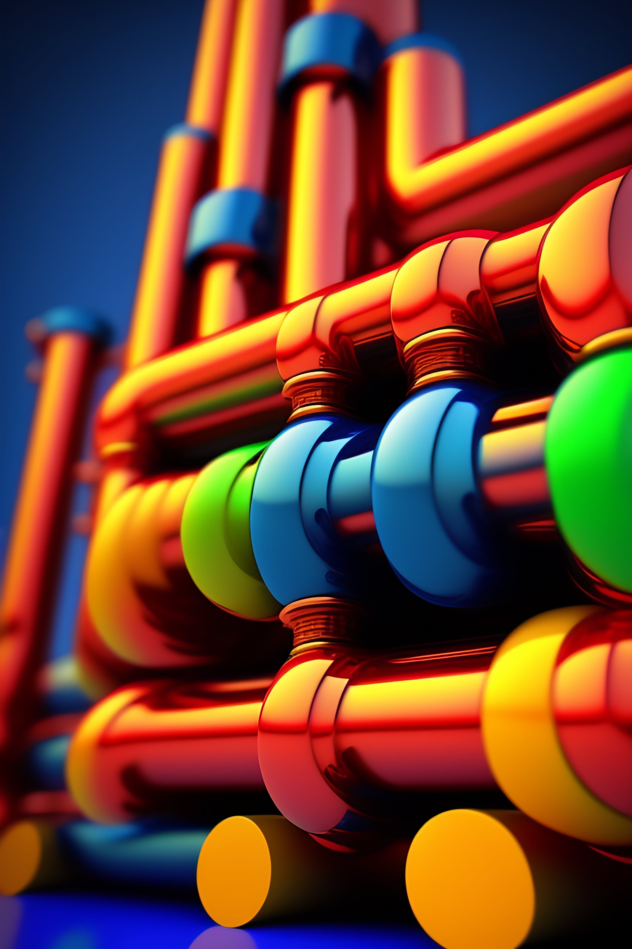 Lexica - An abstract 3d image of colorful pipes