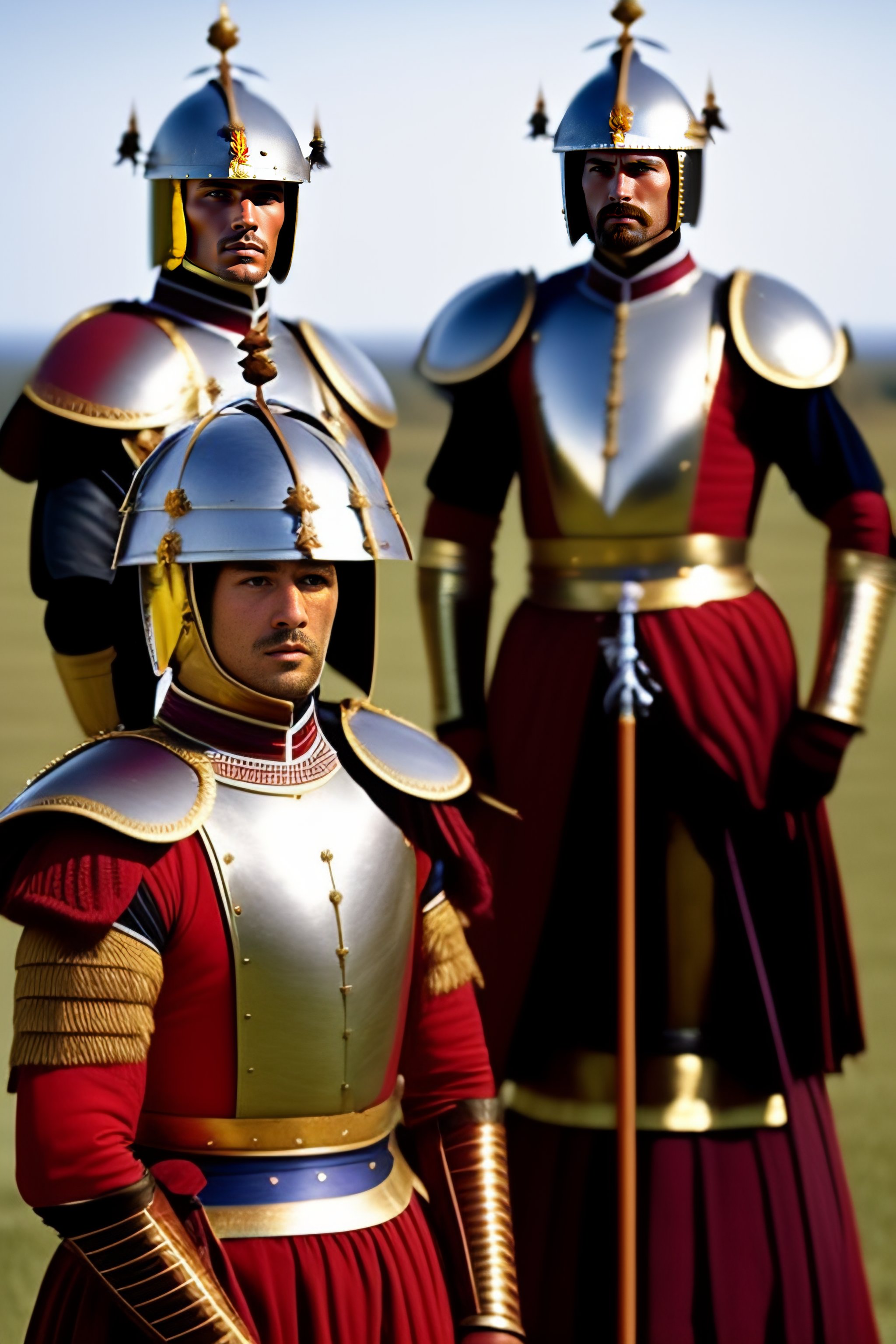 Lexica - A group of 16th century pikemen, cuirass, helmet, long pike