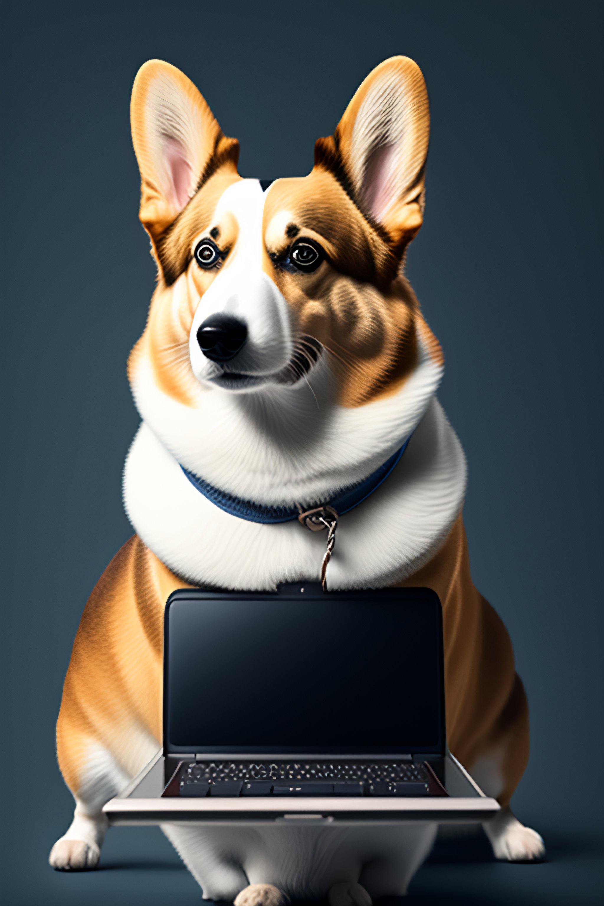 Lexica - Illustration of a corgi typing on a laptop