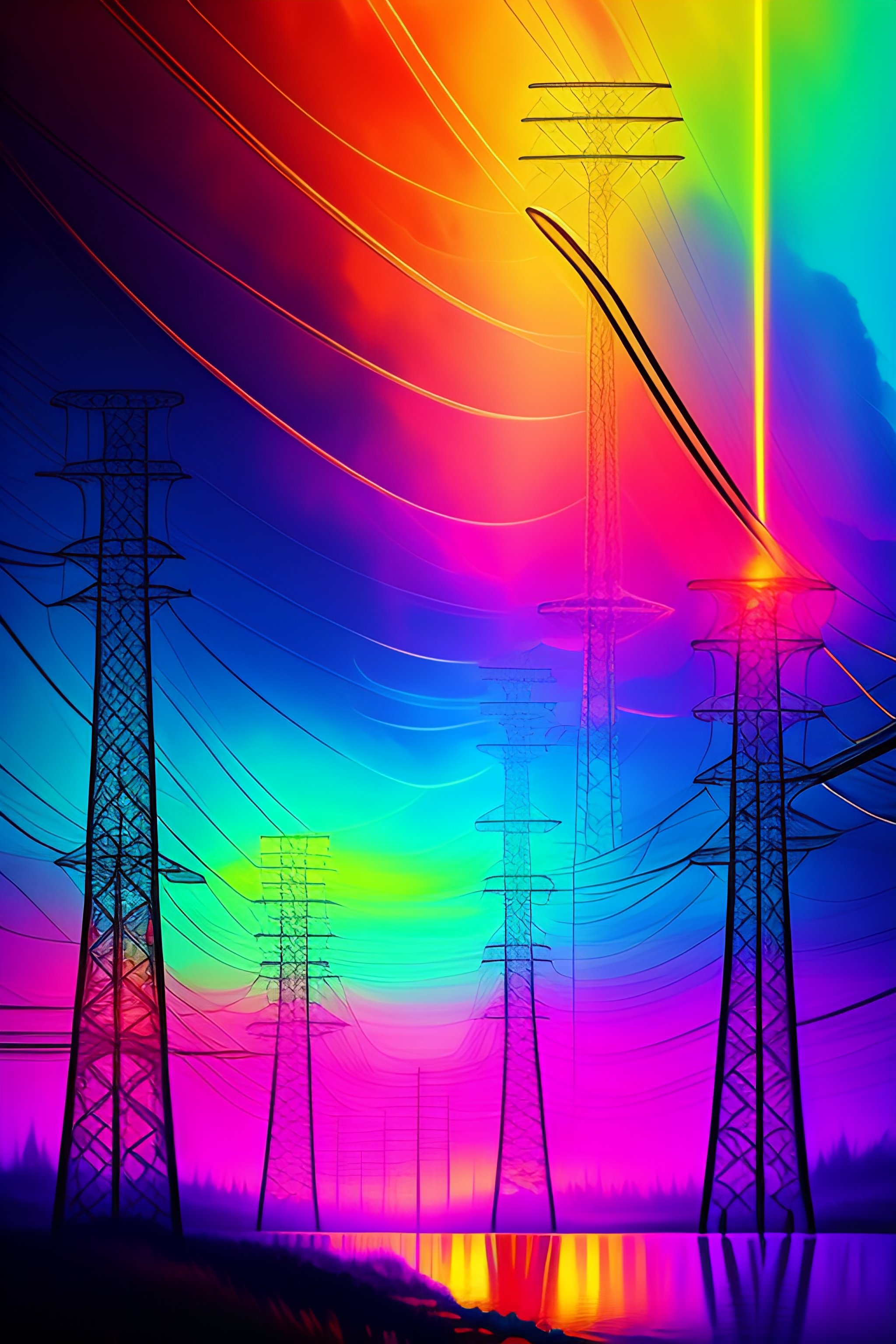 Lexica - Beautiful painting of bouncing colorful high voltage power ...