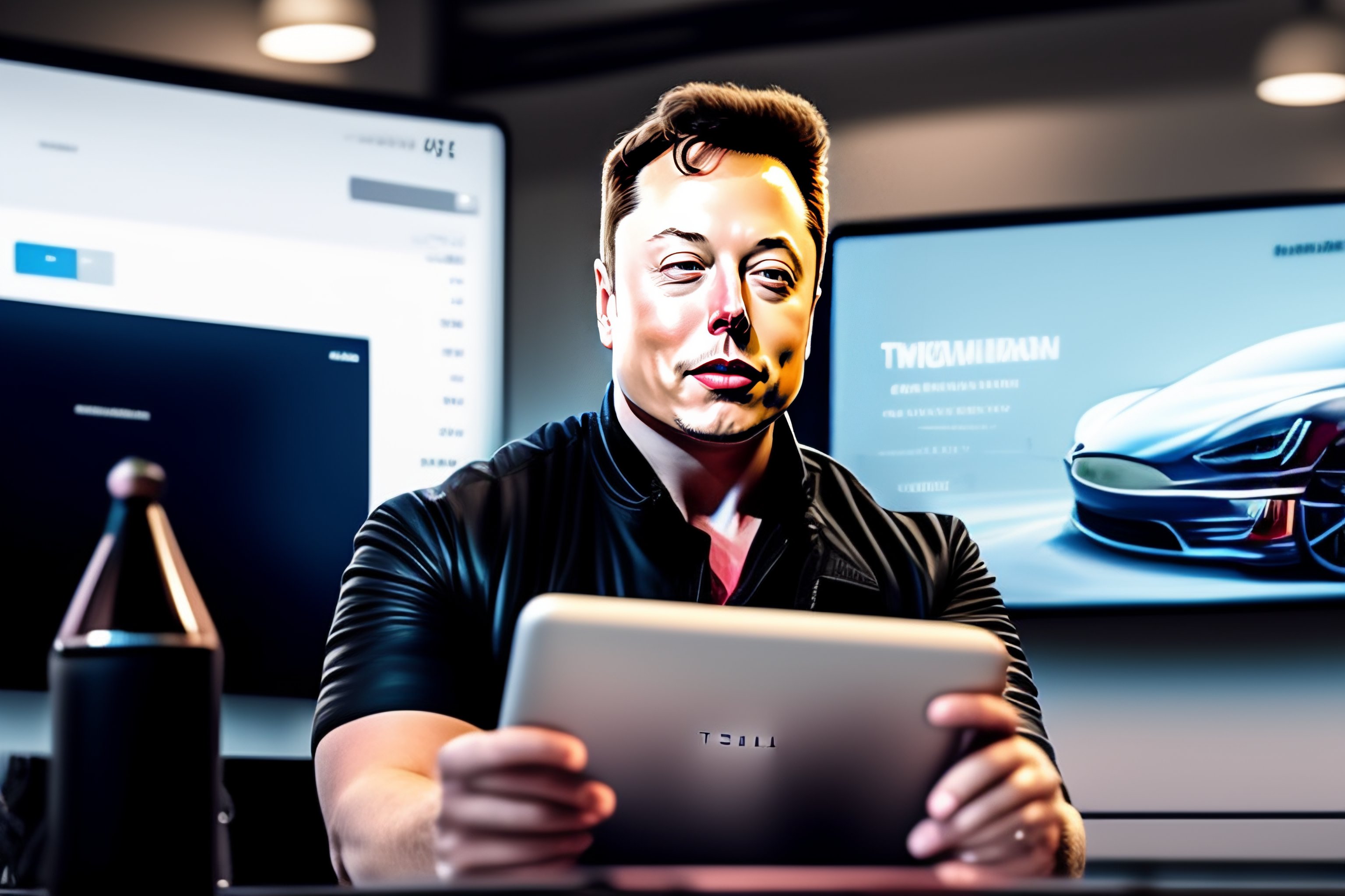 Lexica - Elon Musk watching tesla stock chart on whiteboard collapse ...