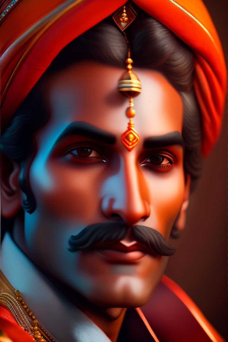 Lexica - A hindu pandit portrait, with high glow on his face and most ...