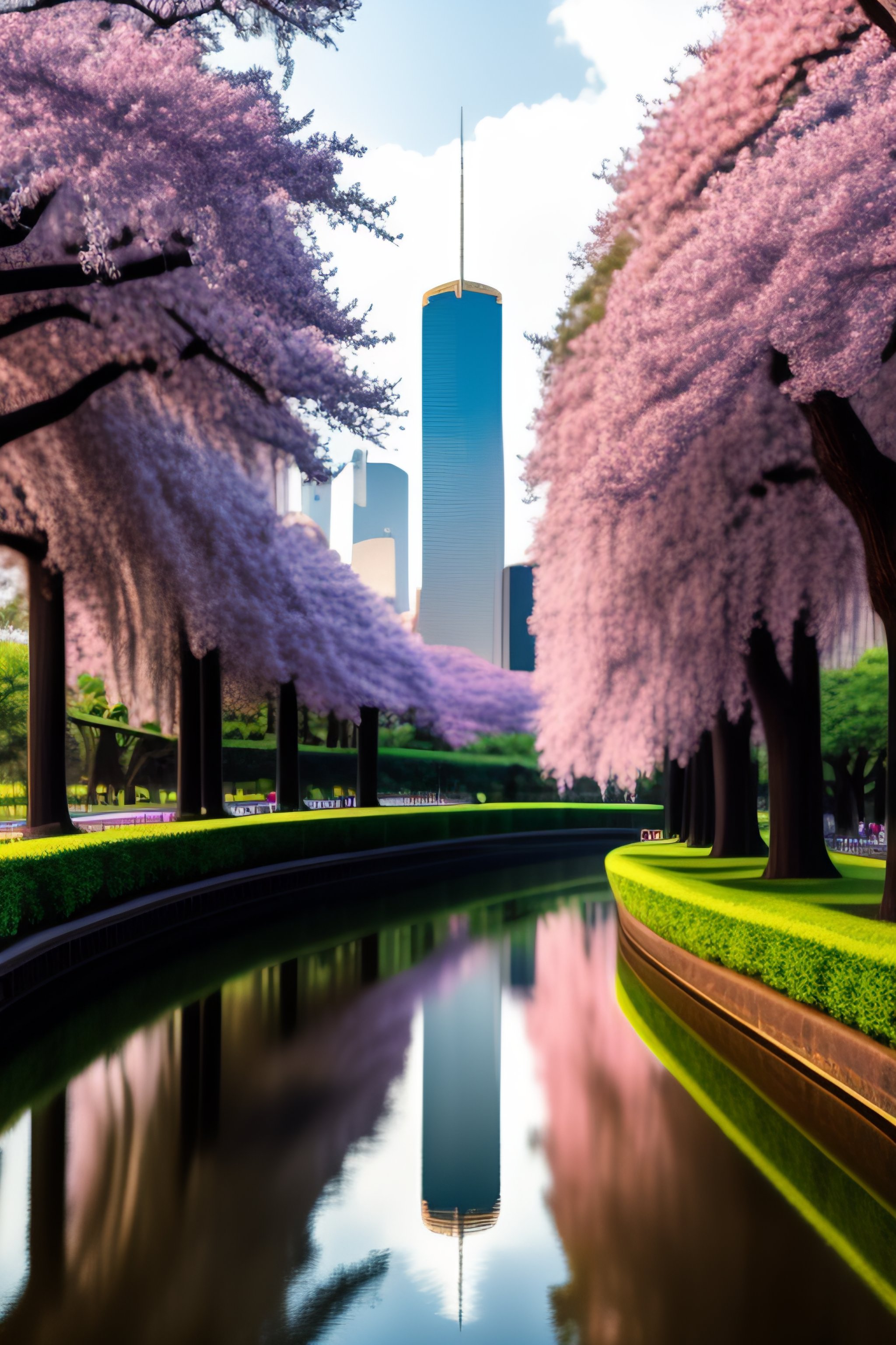 Lexica - Houston City america with cherry blossoms blooming