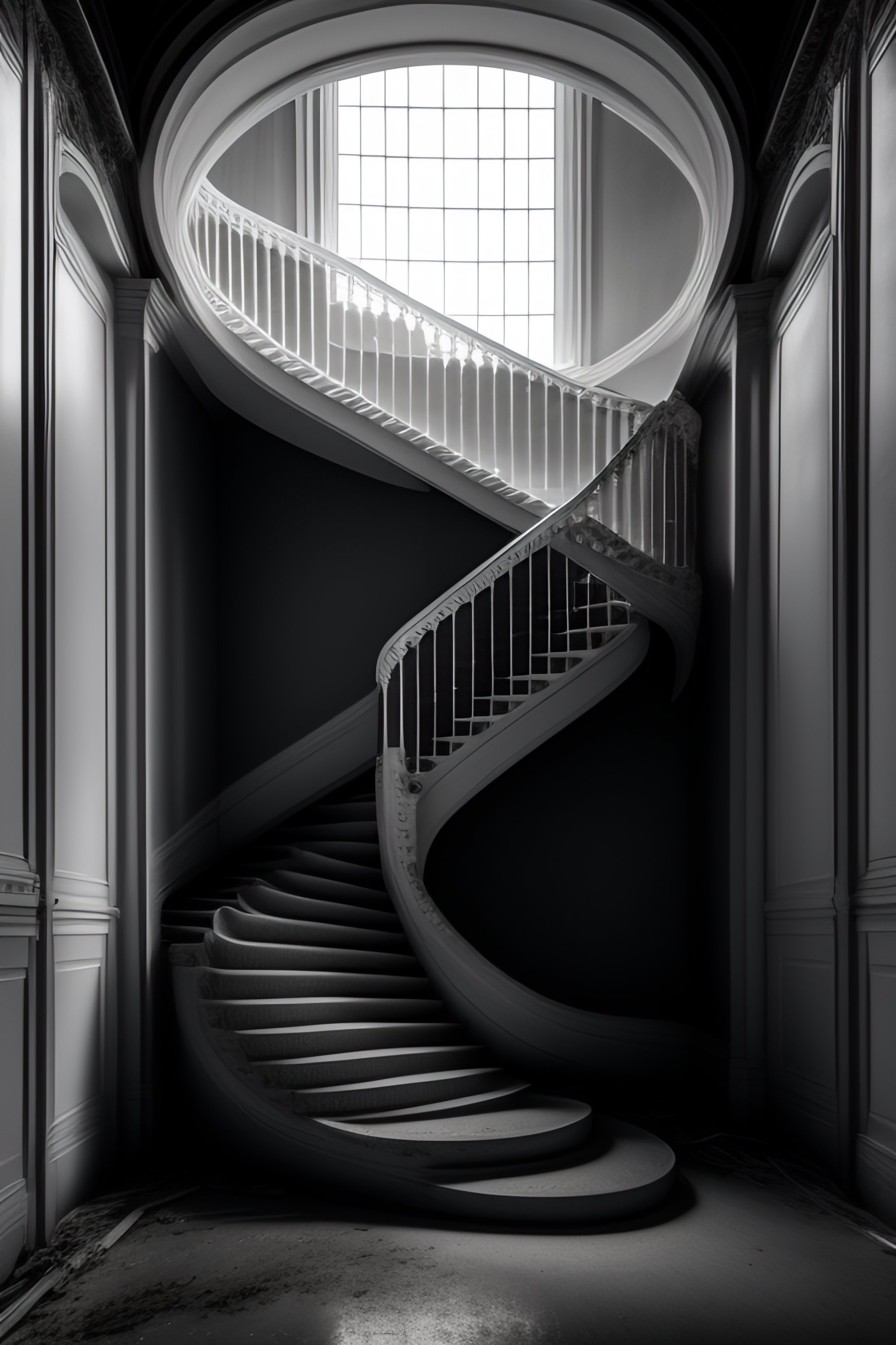 Lexica - Photo of staircase in abandoned building, symmetrical ...