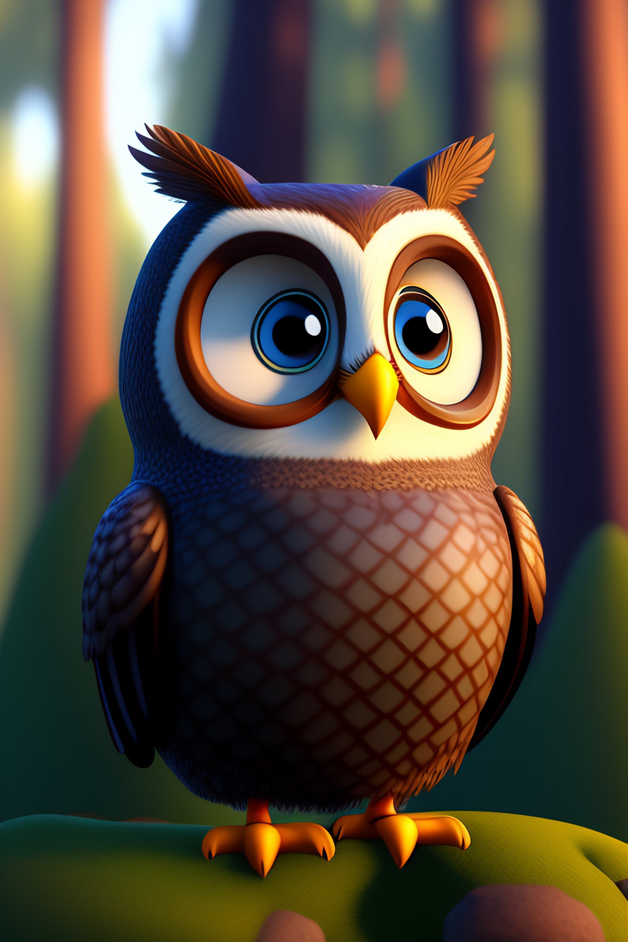Lexica - Happy cute owl cartoon character in old Disney style in 2d ...