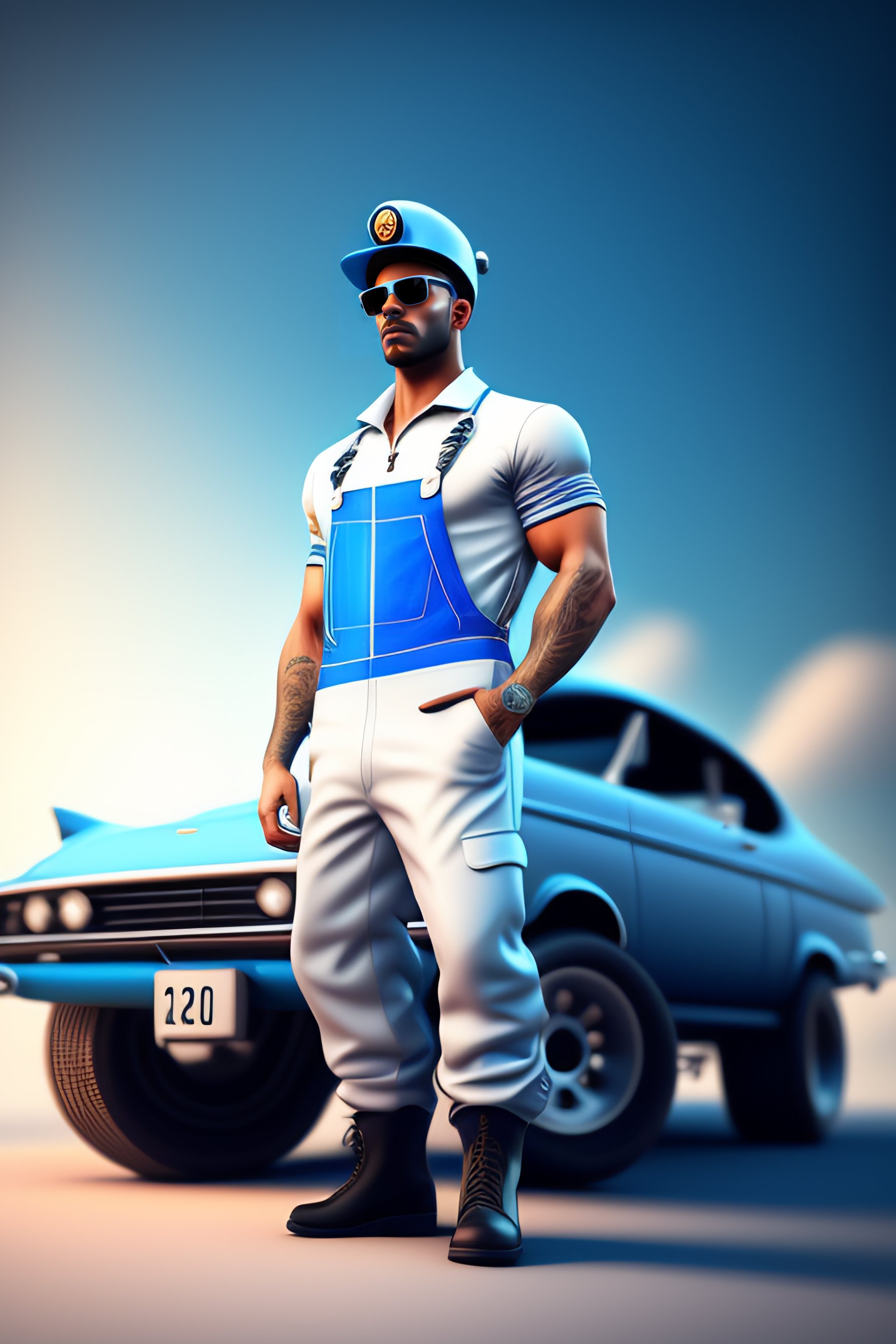 Lexica - Mechanic care of a car man 3d blue overalls cartoon, fantasy ...