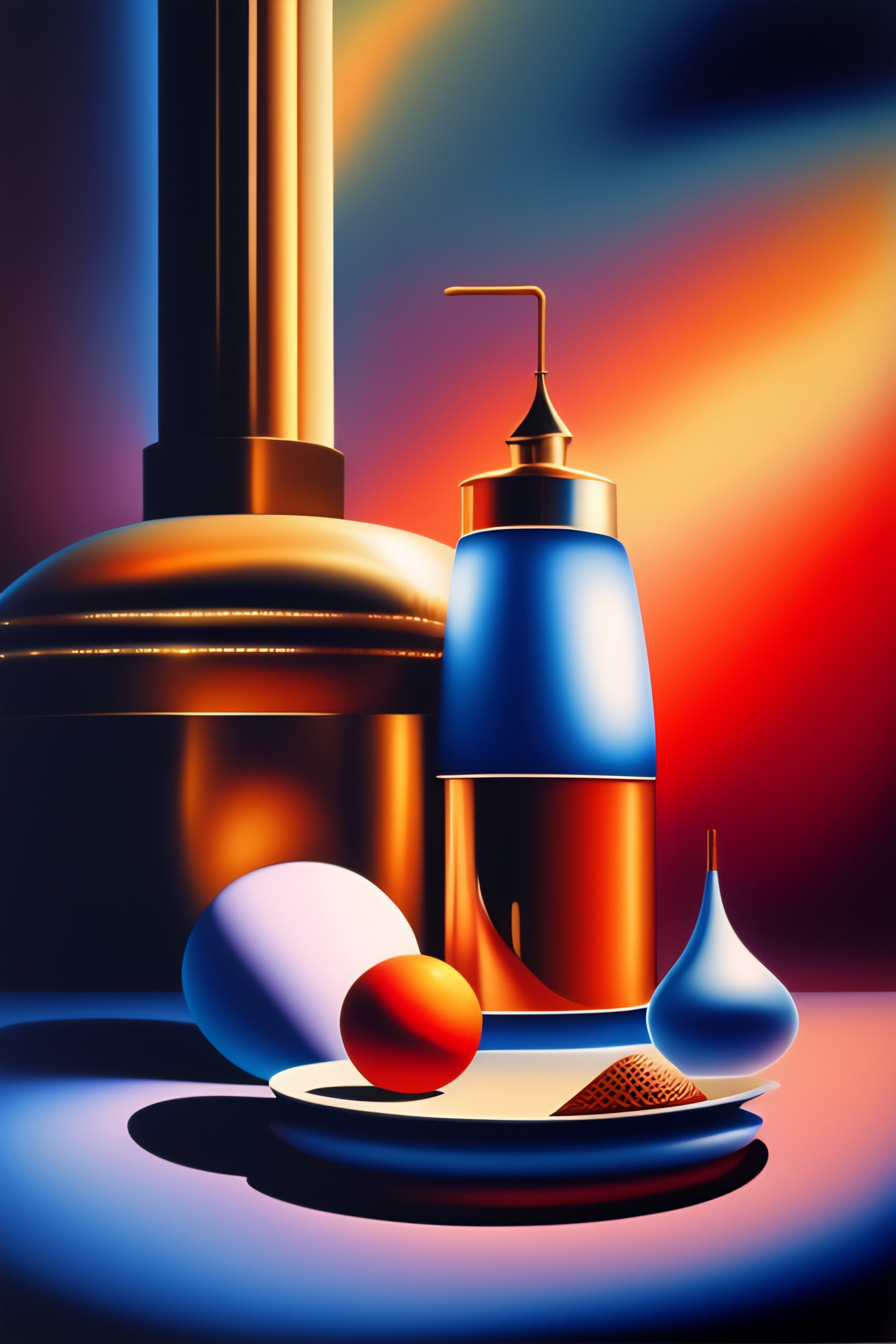 Lexica - A clean 1980s airbrush painting of varied objects and shapes ...