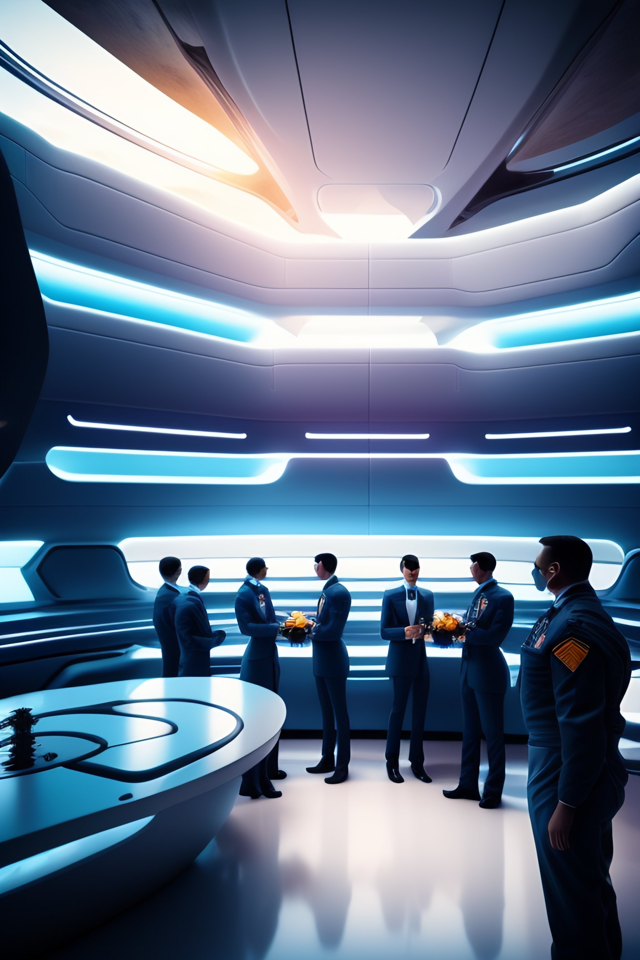 Lexica - Interior,futuristic spaceship,resource lab, five scientist and ...
