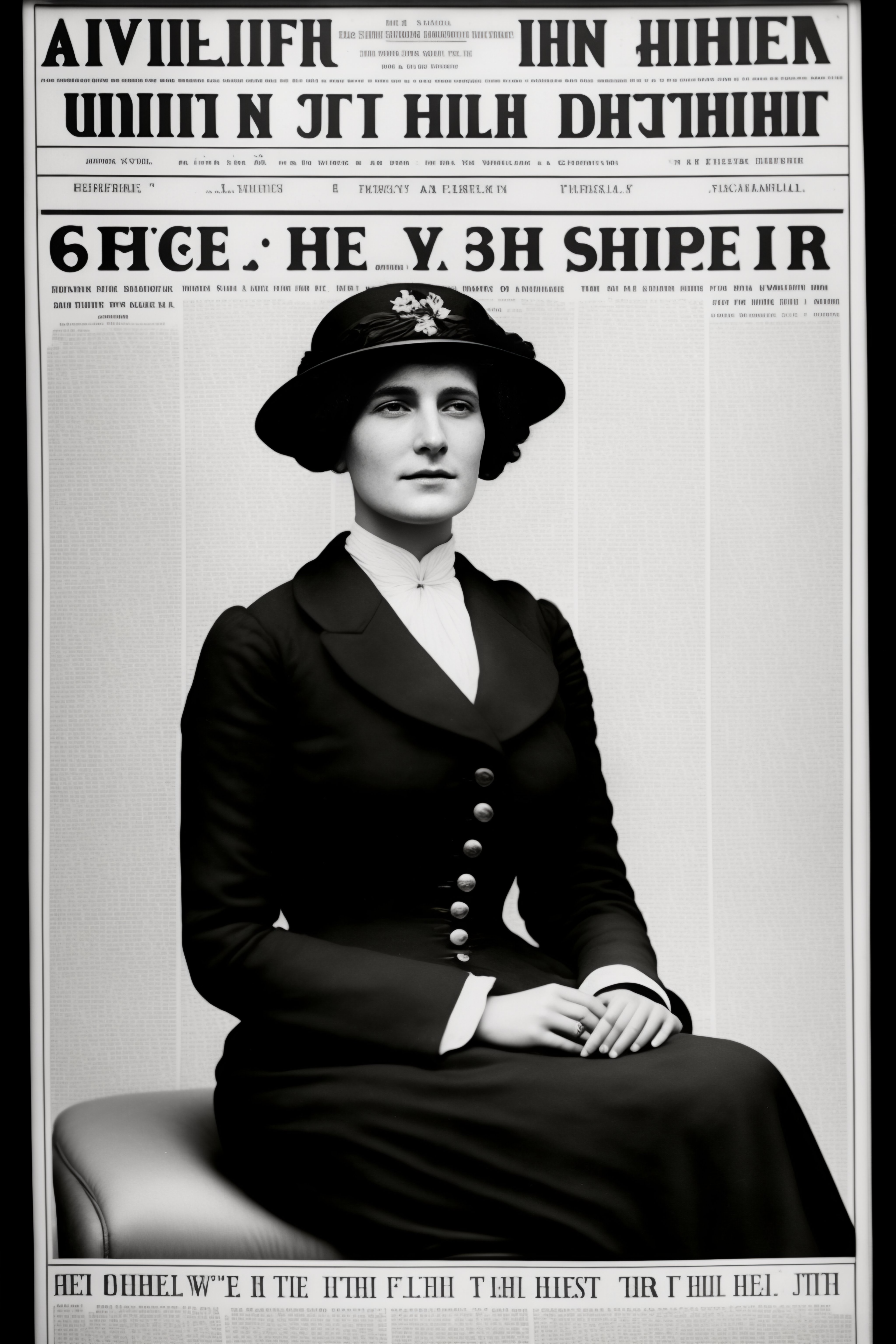 Lexica - 1912 newspaper photograph of young woman sitting down