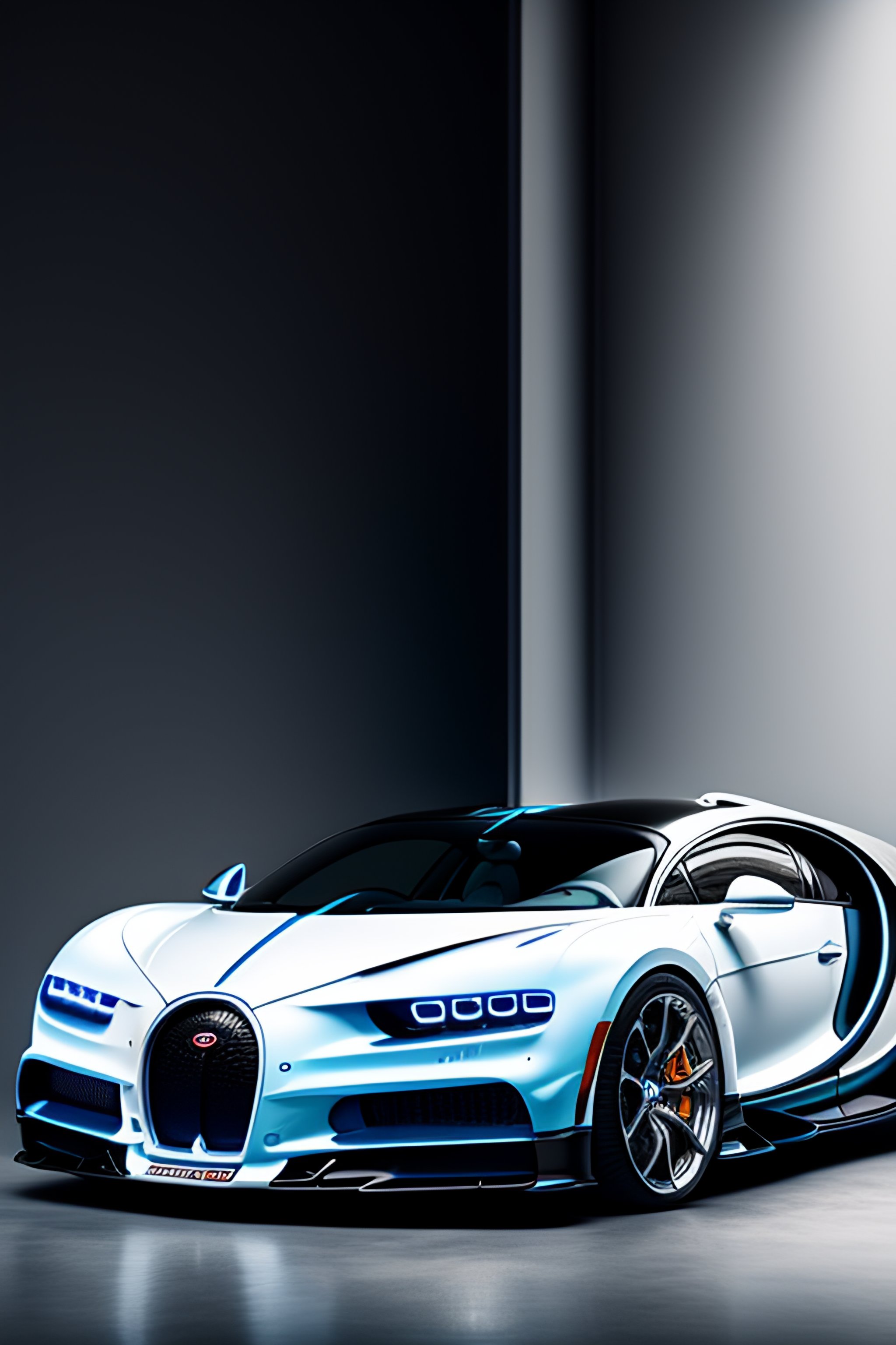 Lexica - Surrealistic, bugatti Chiron, central, matte white, 8k