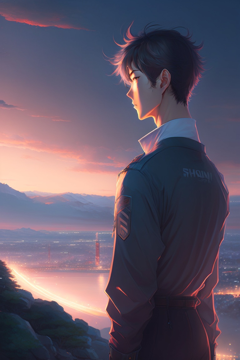 Lexica - Beautiful anime painting of a man holding on a chain from a ...