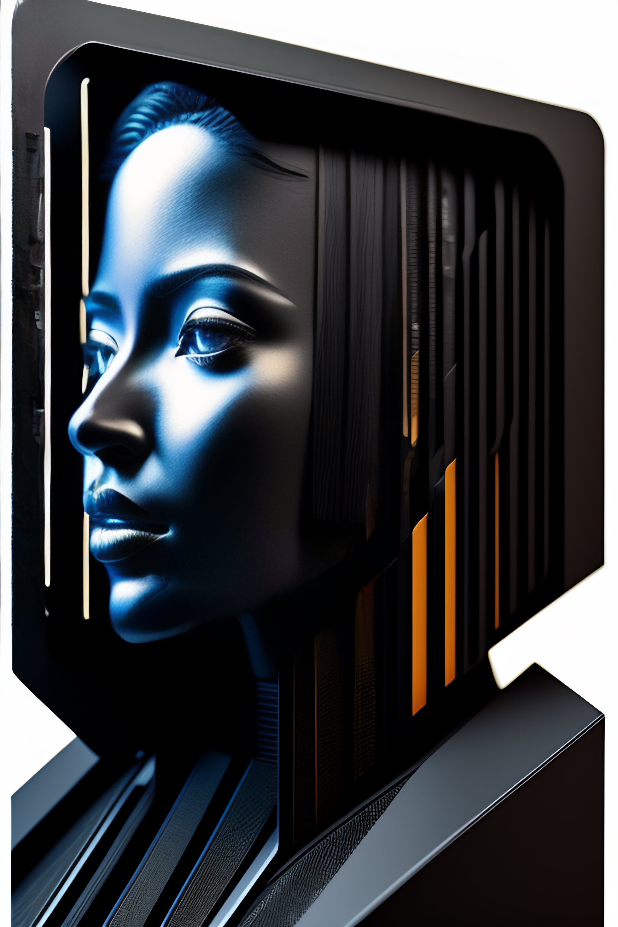 Lexica - Futuristic pappercut collage pieces portrait of machine ...