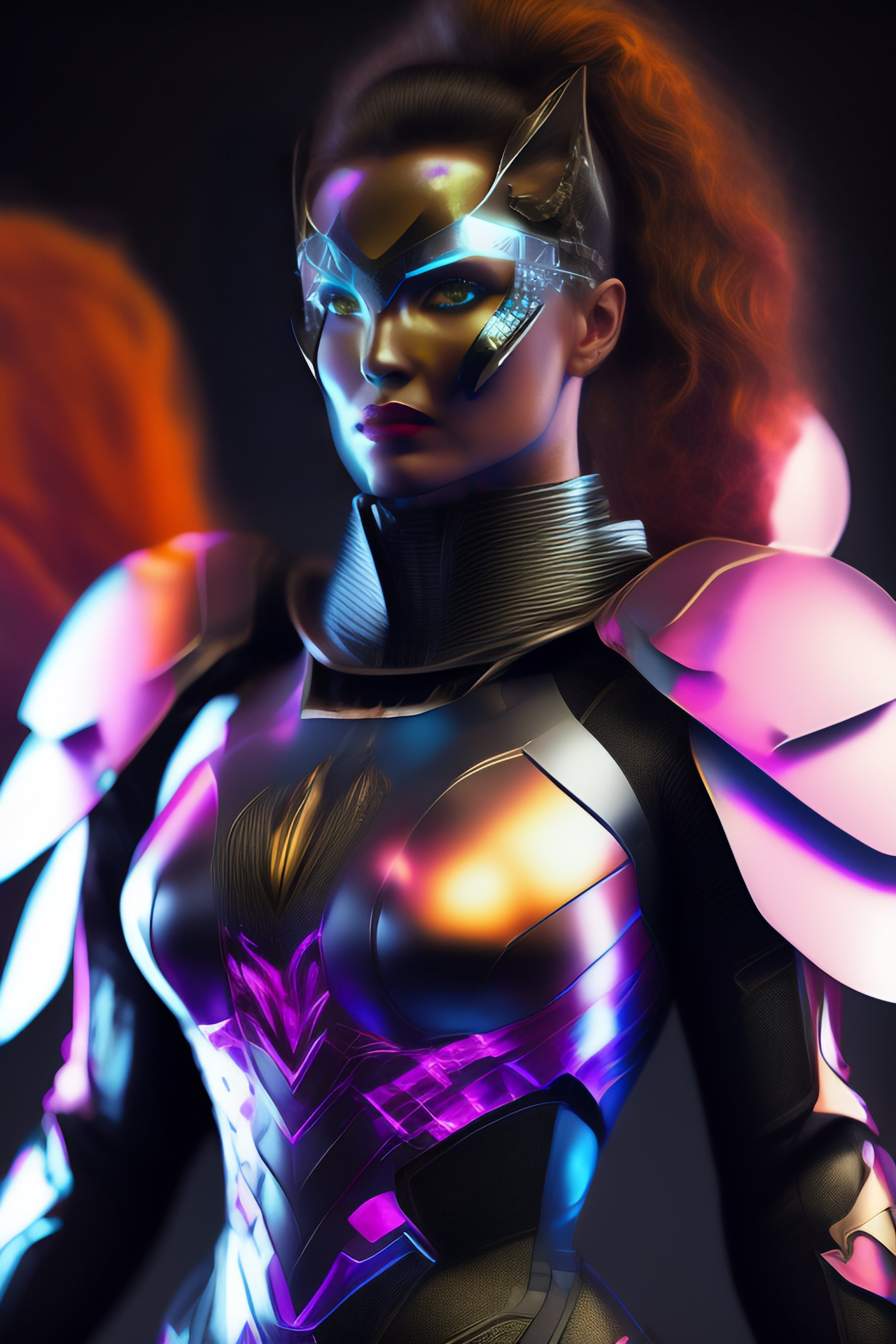 Lexica - Potrait of a cyberpunk muscular lady batman armour made of ...