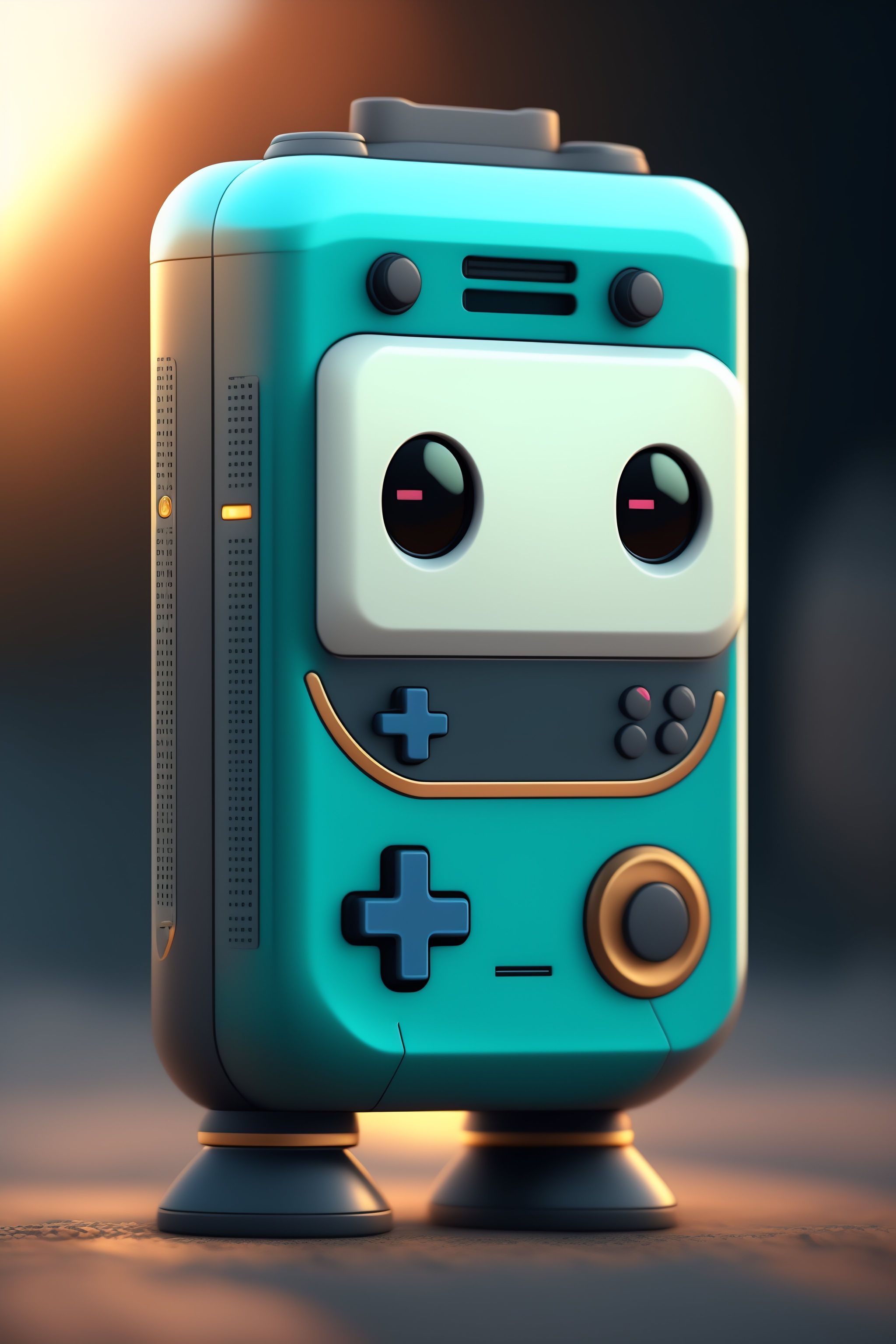 Lexica - A realistic image of a cute anthropomorphic gameboy smiling ...