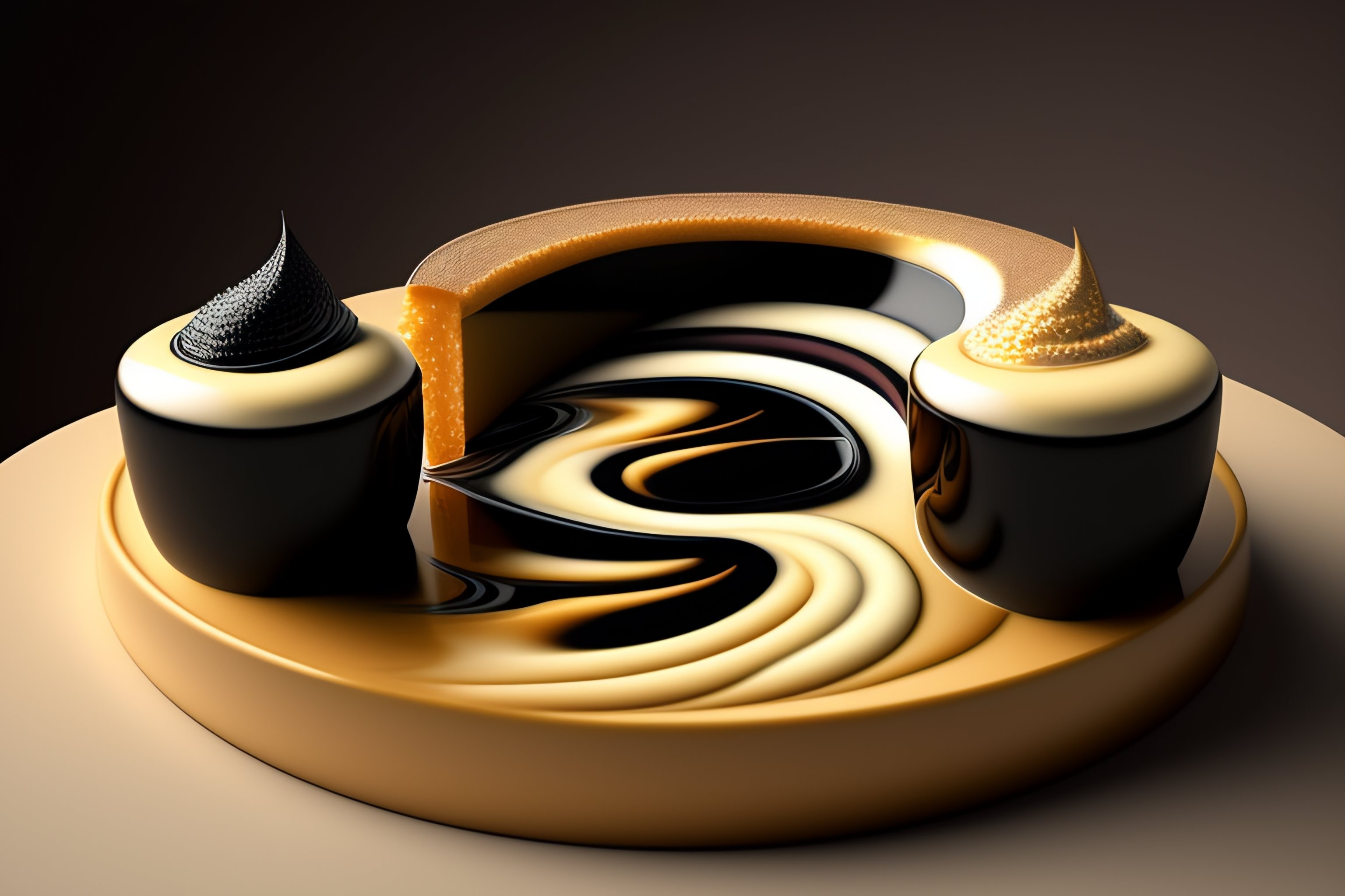 Lexica - 3d black and Dessert Cream abstract optical illusion design