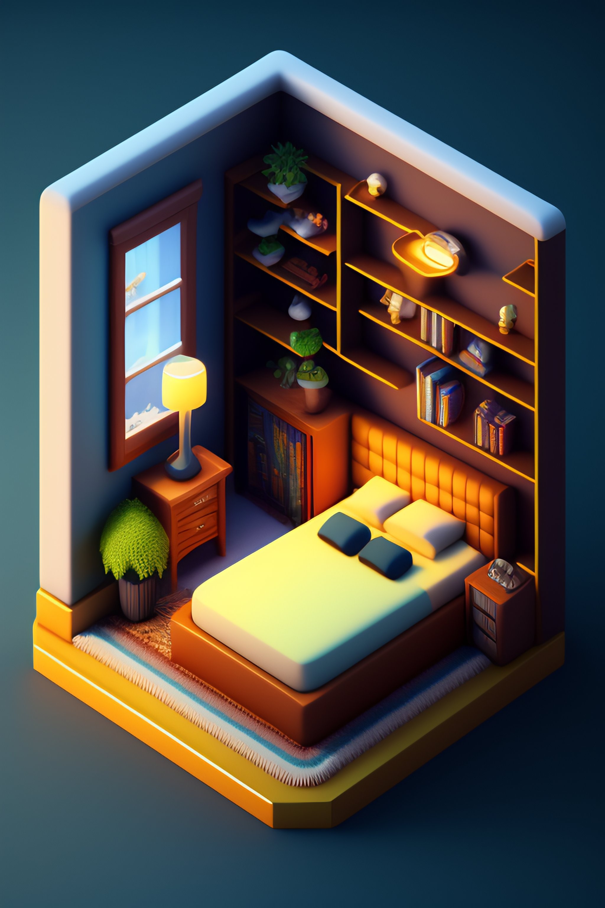 Lexica - Detailed isometric bedroom, video games, very cozy, nostalgia ...