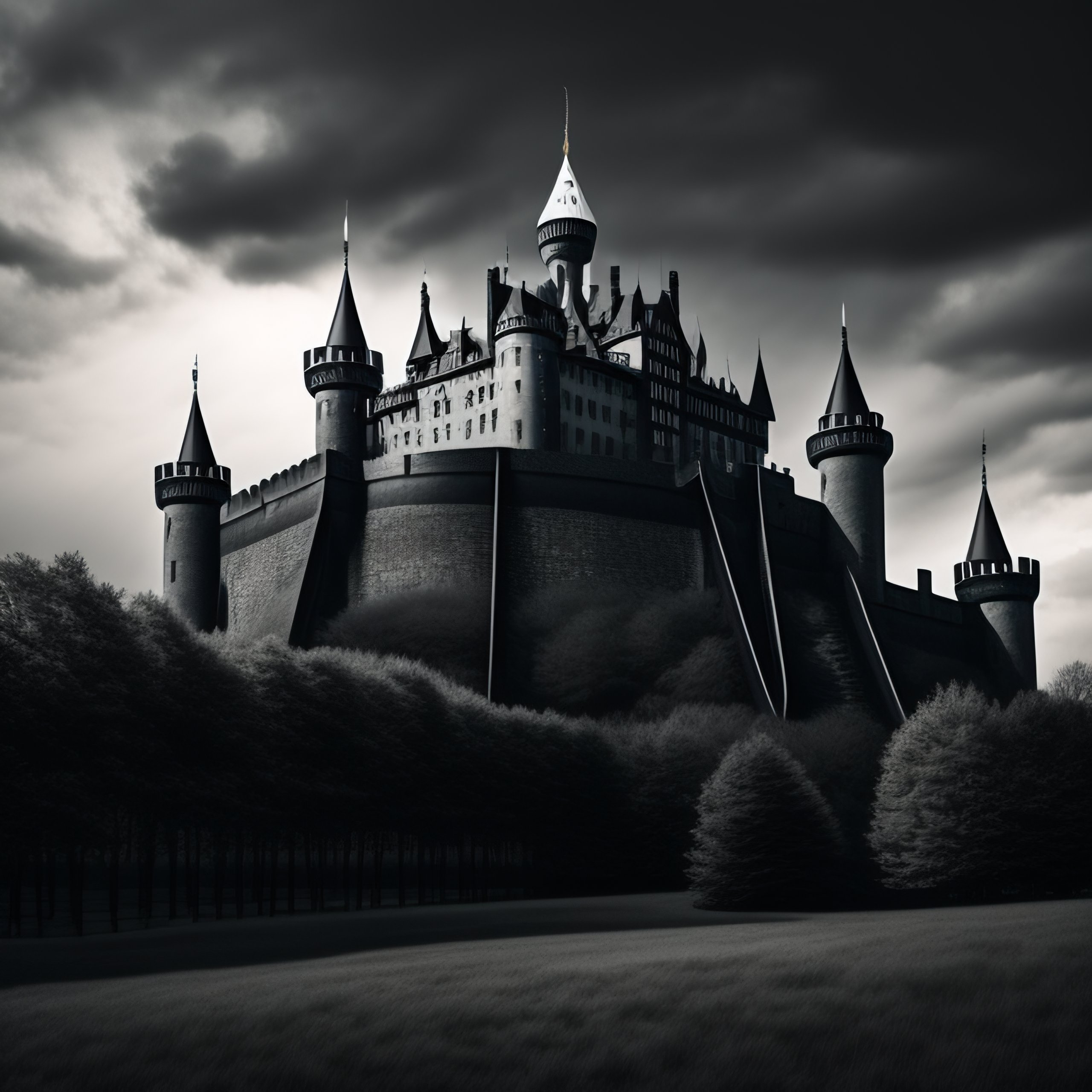 Lexica - An ultra detailed black and white tarot card of the keep of ...