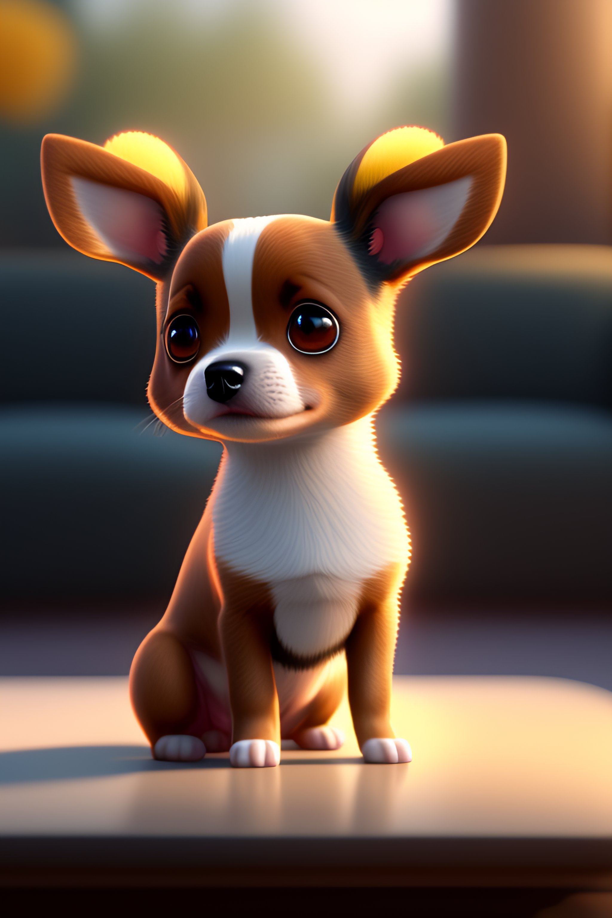 Lexica - Cute small happy humanoid dog sitting in front of laptop ...