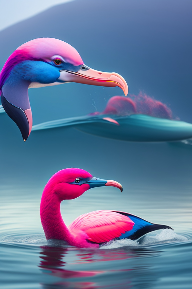 Lexica - Dolphin-Flamingo: Imagine a graceful aquatic creature with the ...