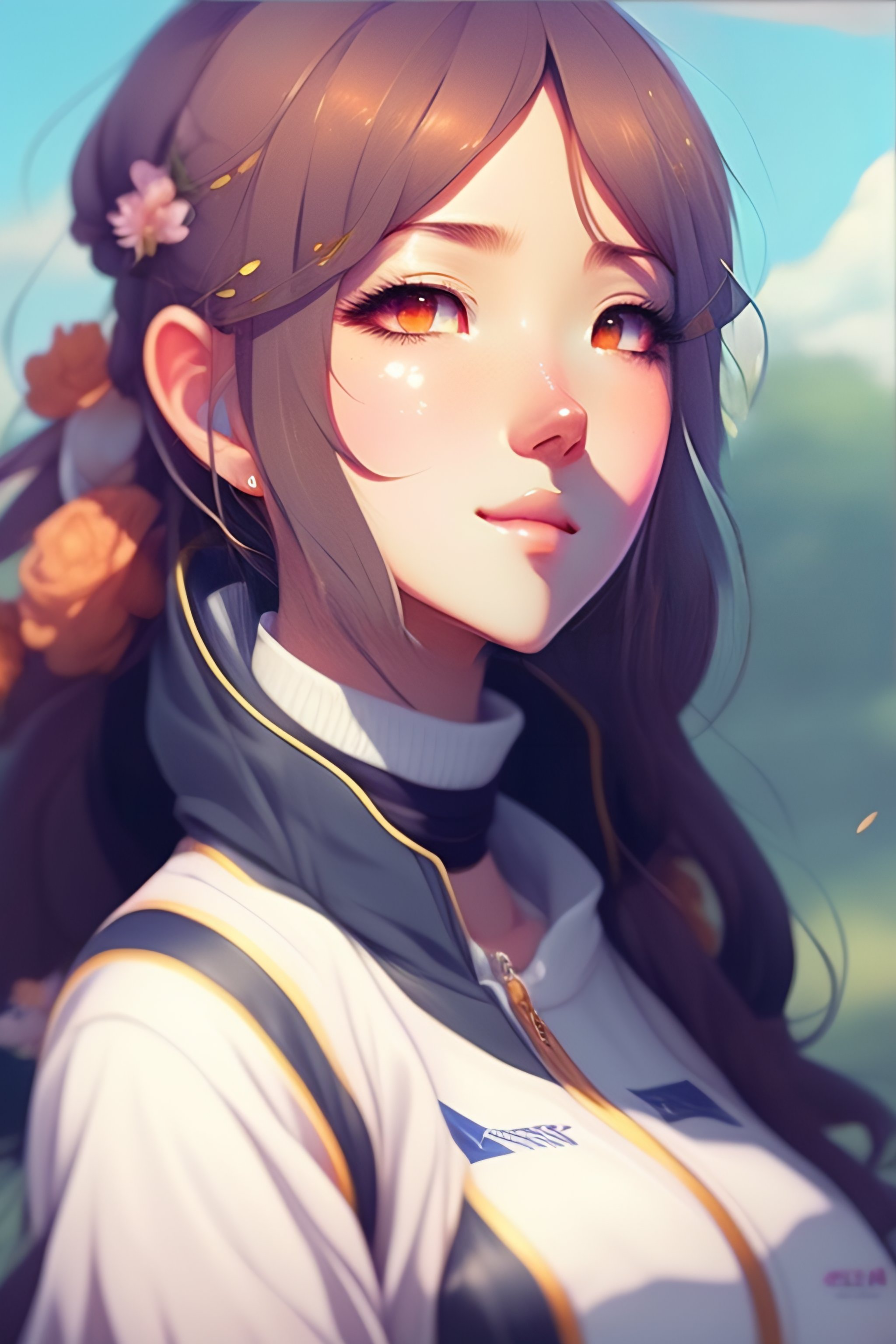 Lexica - Portrait of cute girl, cloudy sky background lush landscape ...