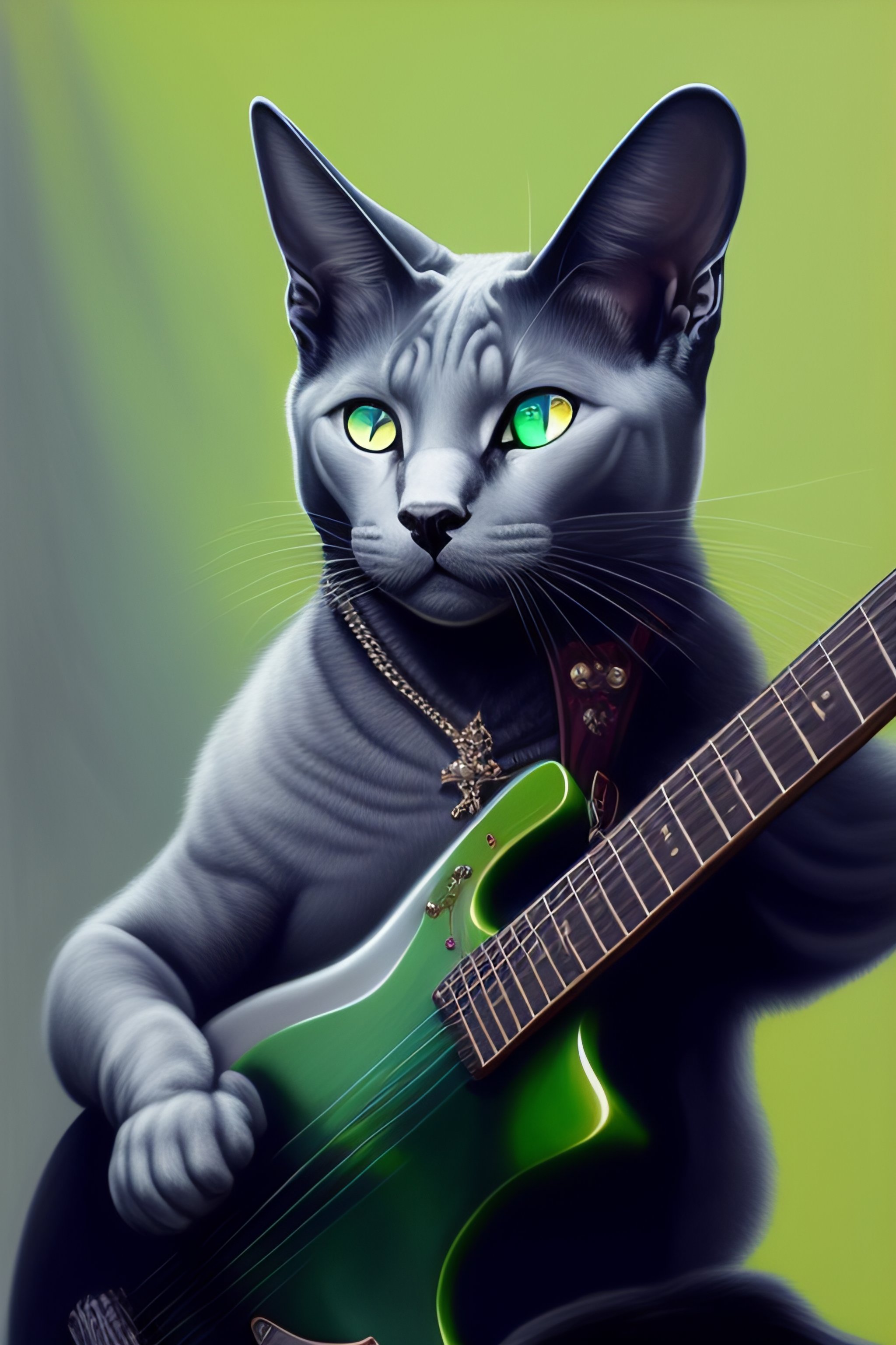 Lexica - A detailed portrait of solid grey color grey russian blue cat ...