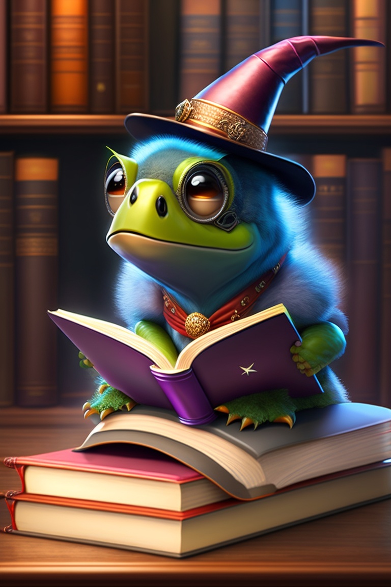 Lexica - Curious scary turtle monster with witch hat on head (feminine ...