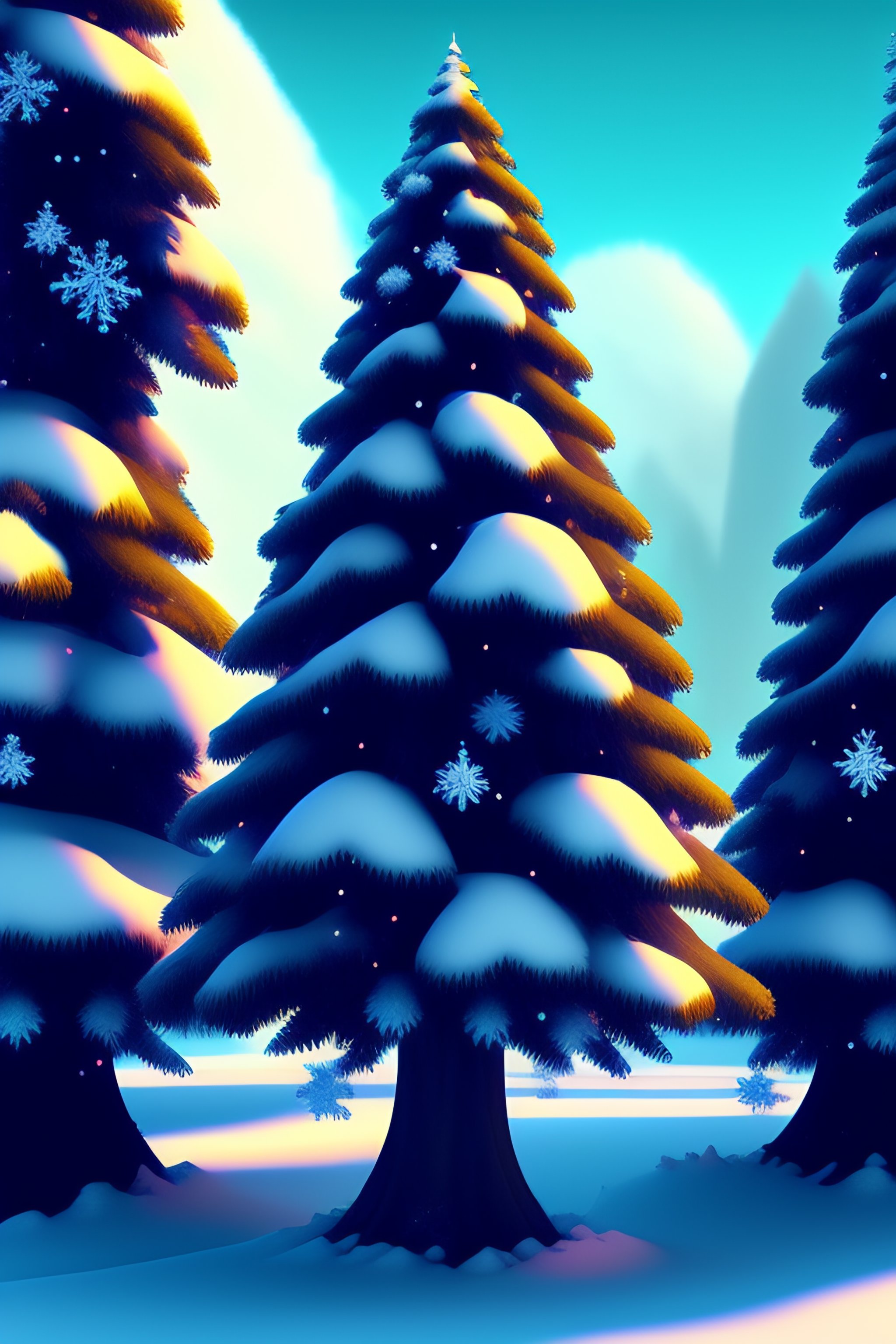 Lexica - 2d sprite tree winter