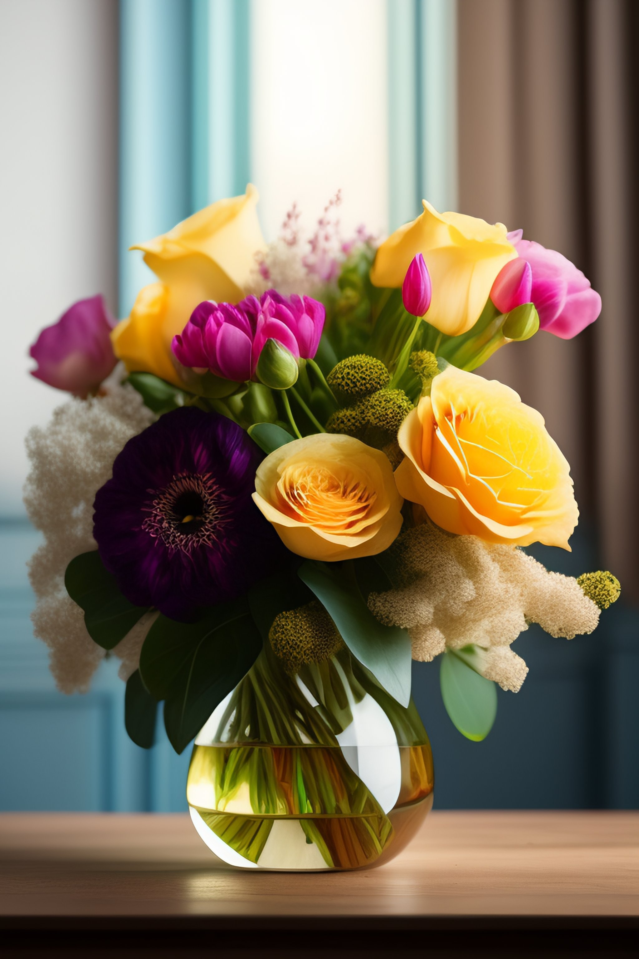 Lexica - Beautiful, realistic, large floral arrangement, horizontal ...