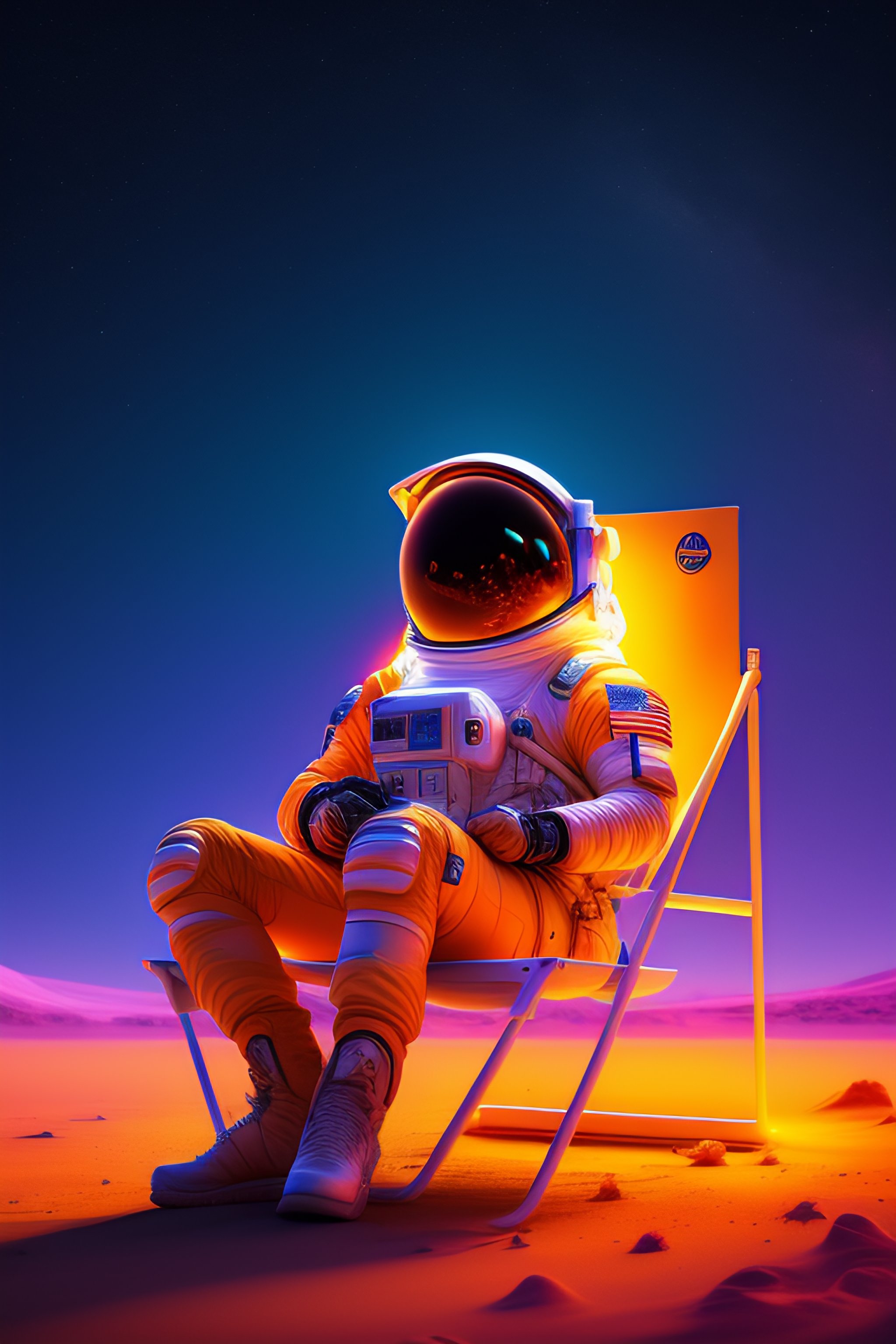 Lexica - An astronaut resting on mars in a beach chair, vibrant ...
