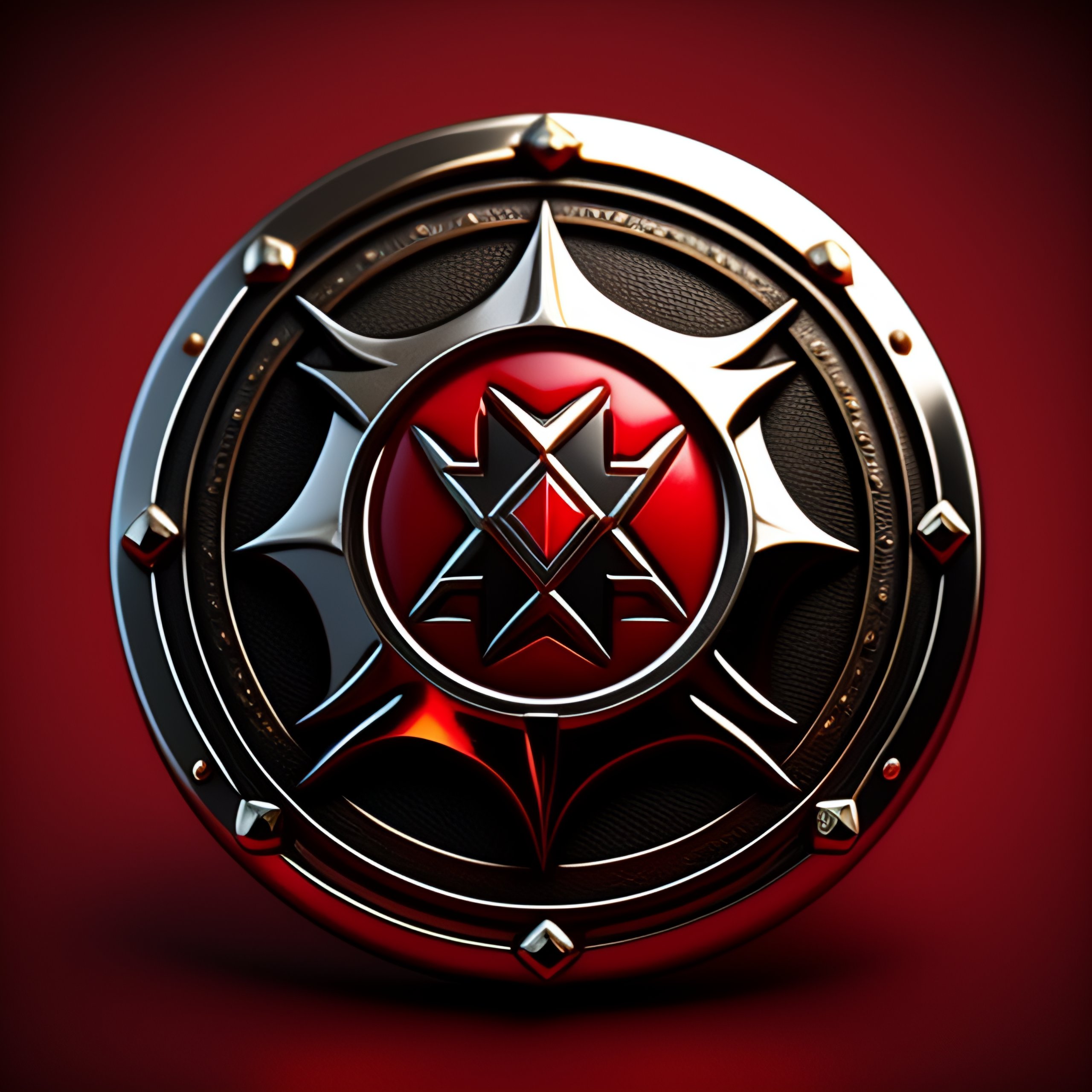 Lexica - Warlord badge made with silver red leather and metal, fantasy ...