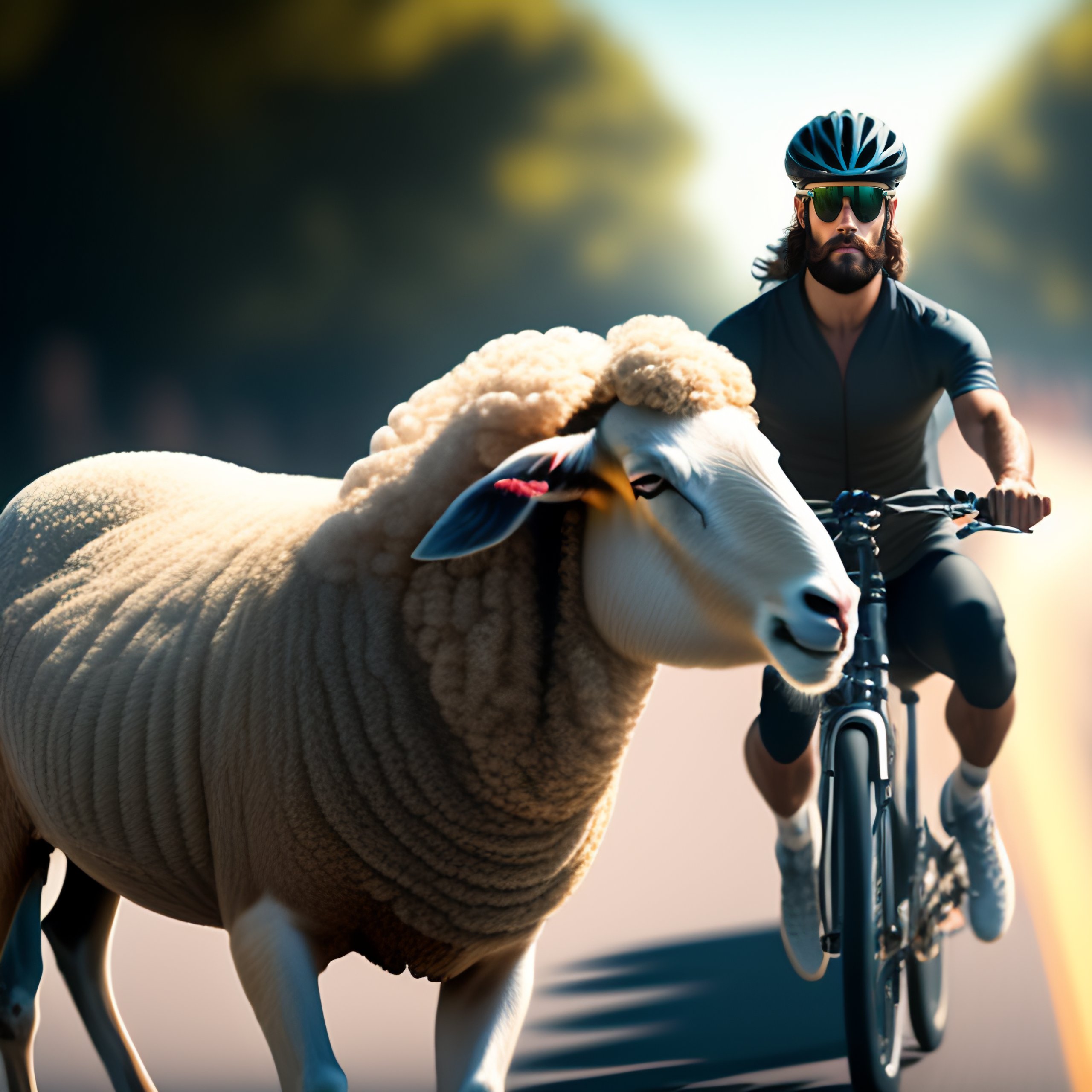 Lexica - Jesus christ riding a racing bike with a sheep in bike's ...