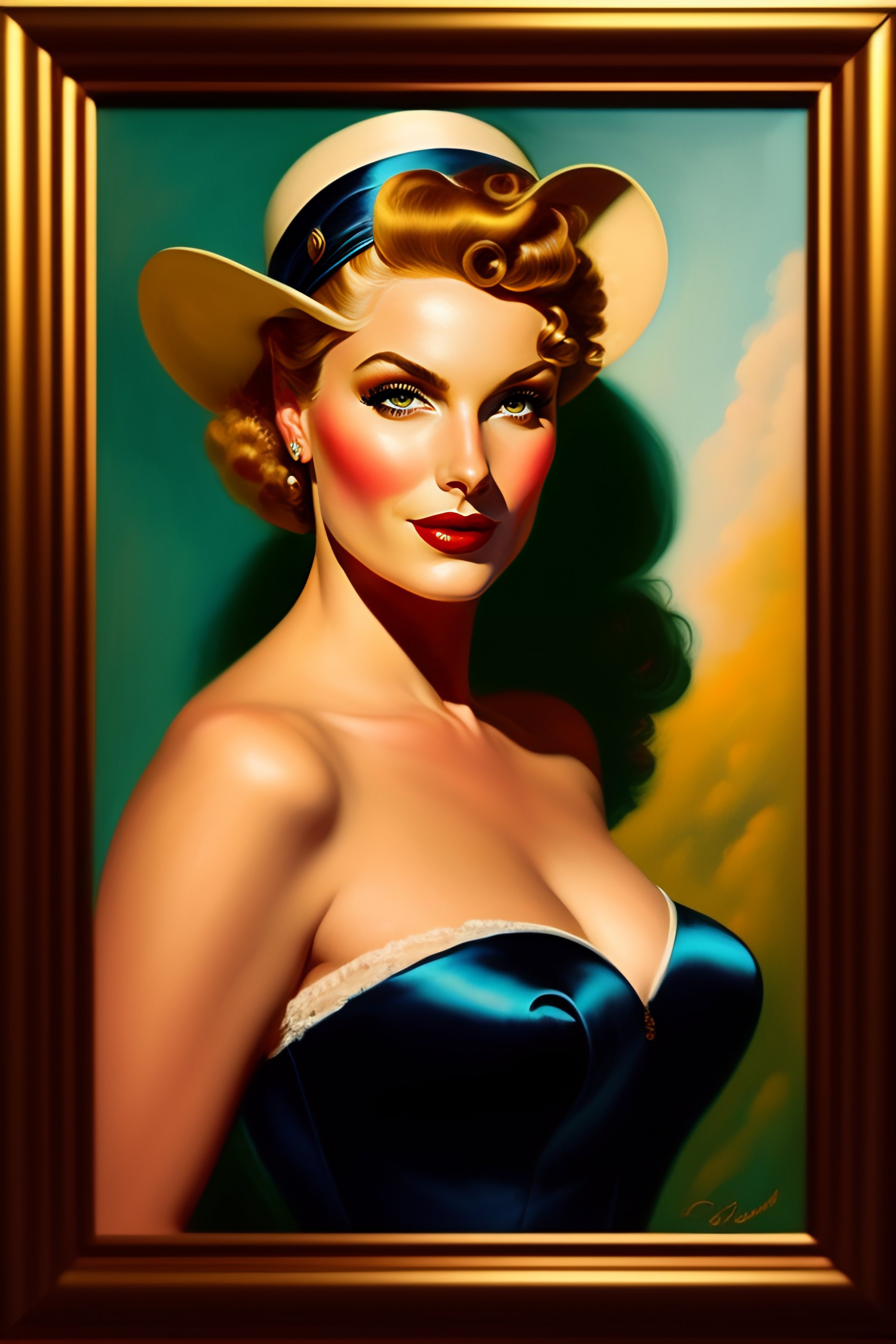 Lexica - A painting in the style of gil elvgren and in the style of pascal blanche.
