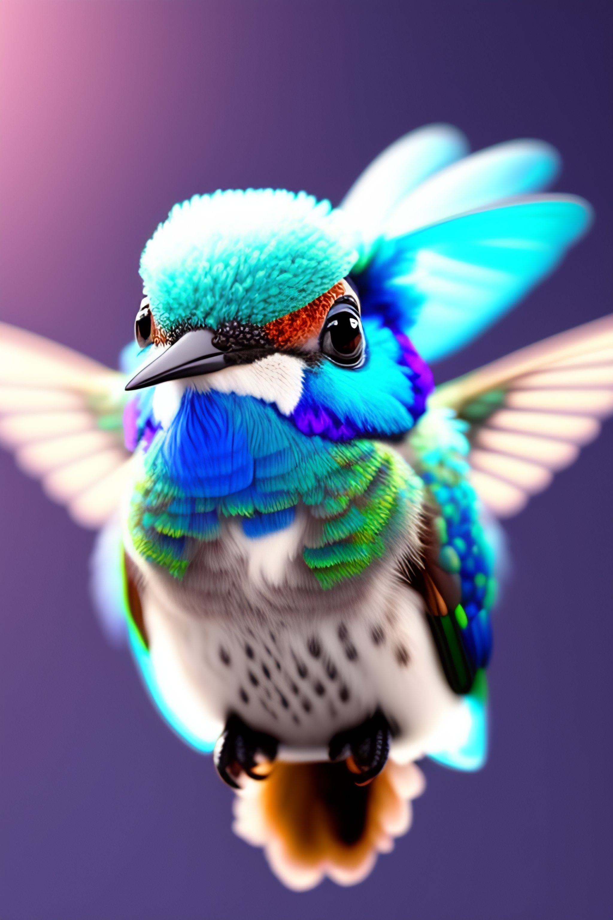 Lexica - A cute, fun-loving, fluffy cartoon hummingbird with big ...
