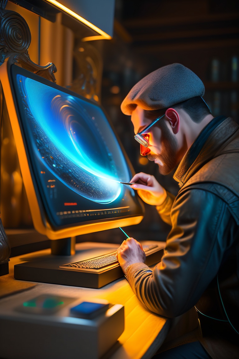 Lexica - Sculptor sculpting a modern monitor which displays a modern ...