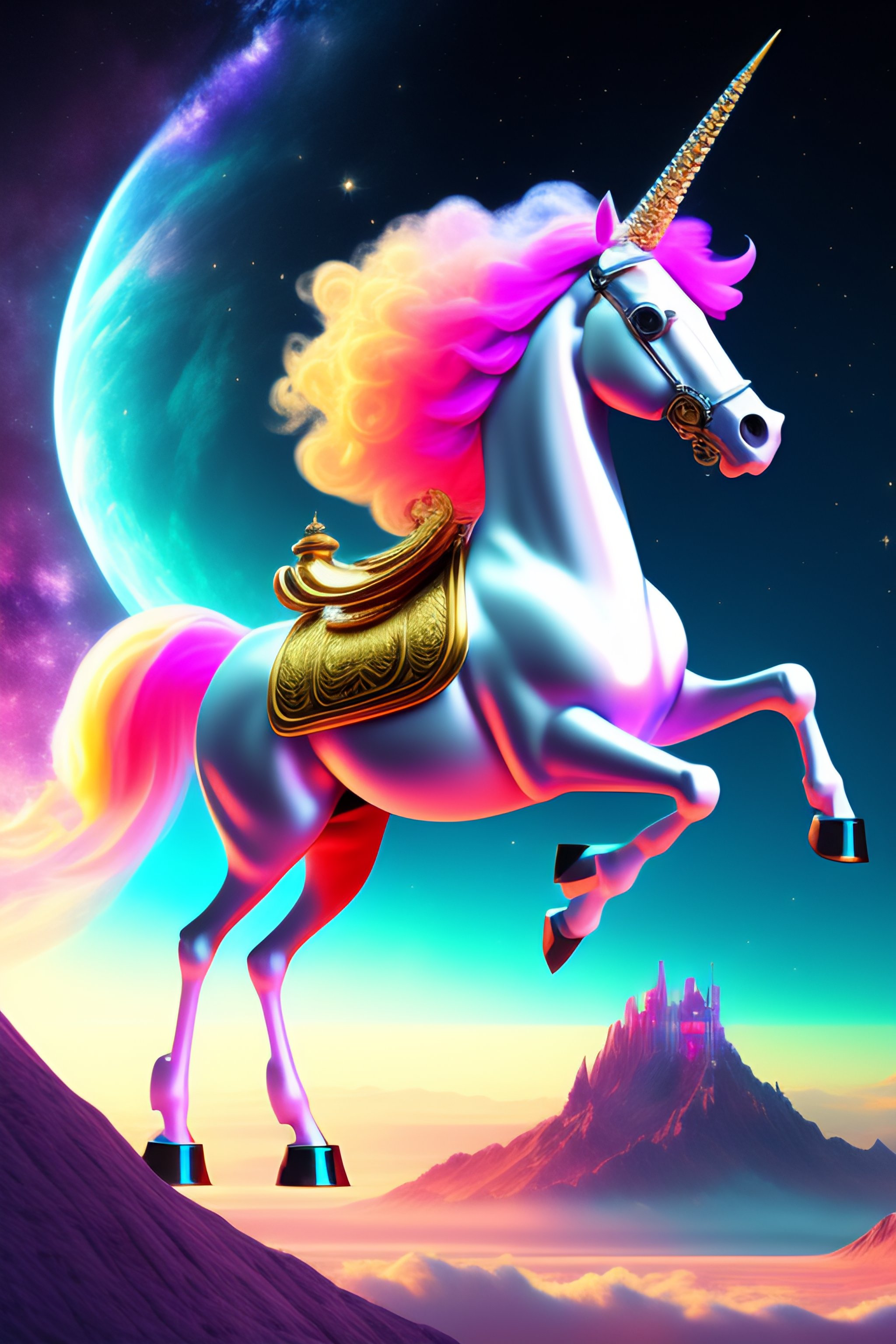 Lexica - Robot unicorn in jupiter