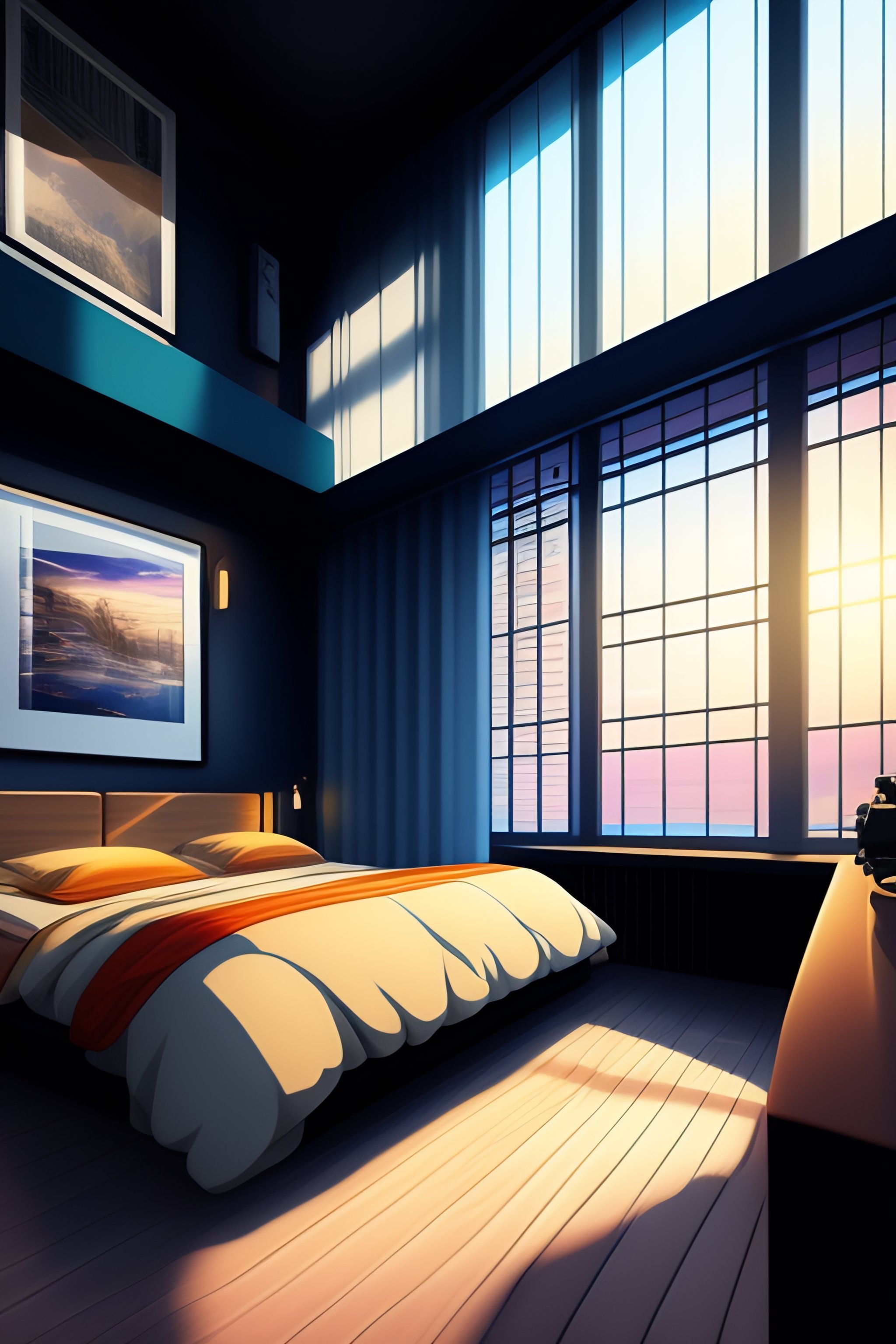 Lexica - A drawing in anime style, room of a photographer