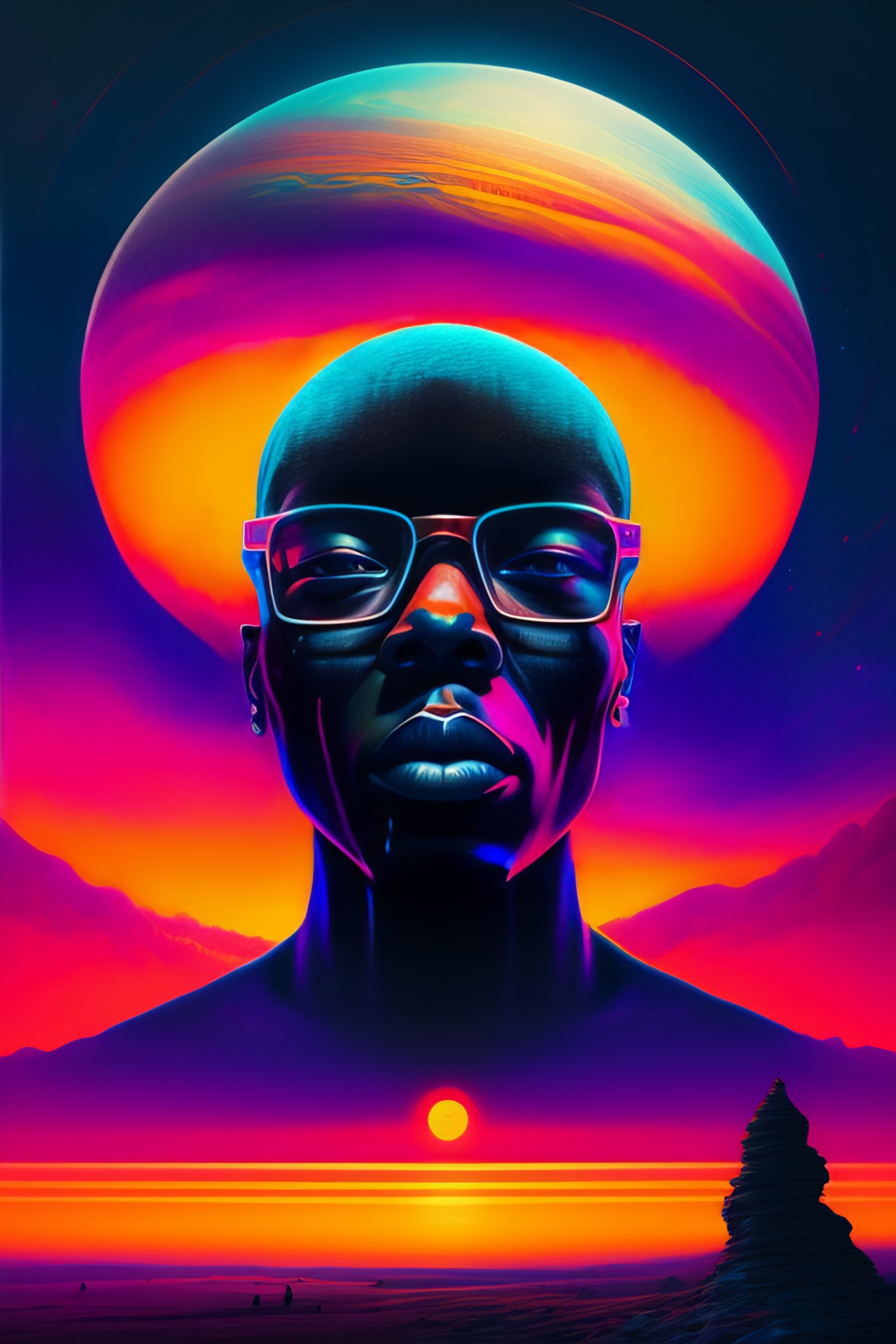 Lexica - 4K Malcom X cyberskull portrait inspired in beksinski and dan mumford work, remixed ...