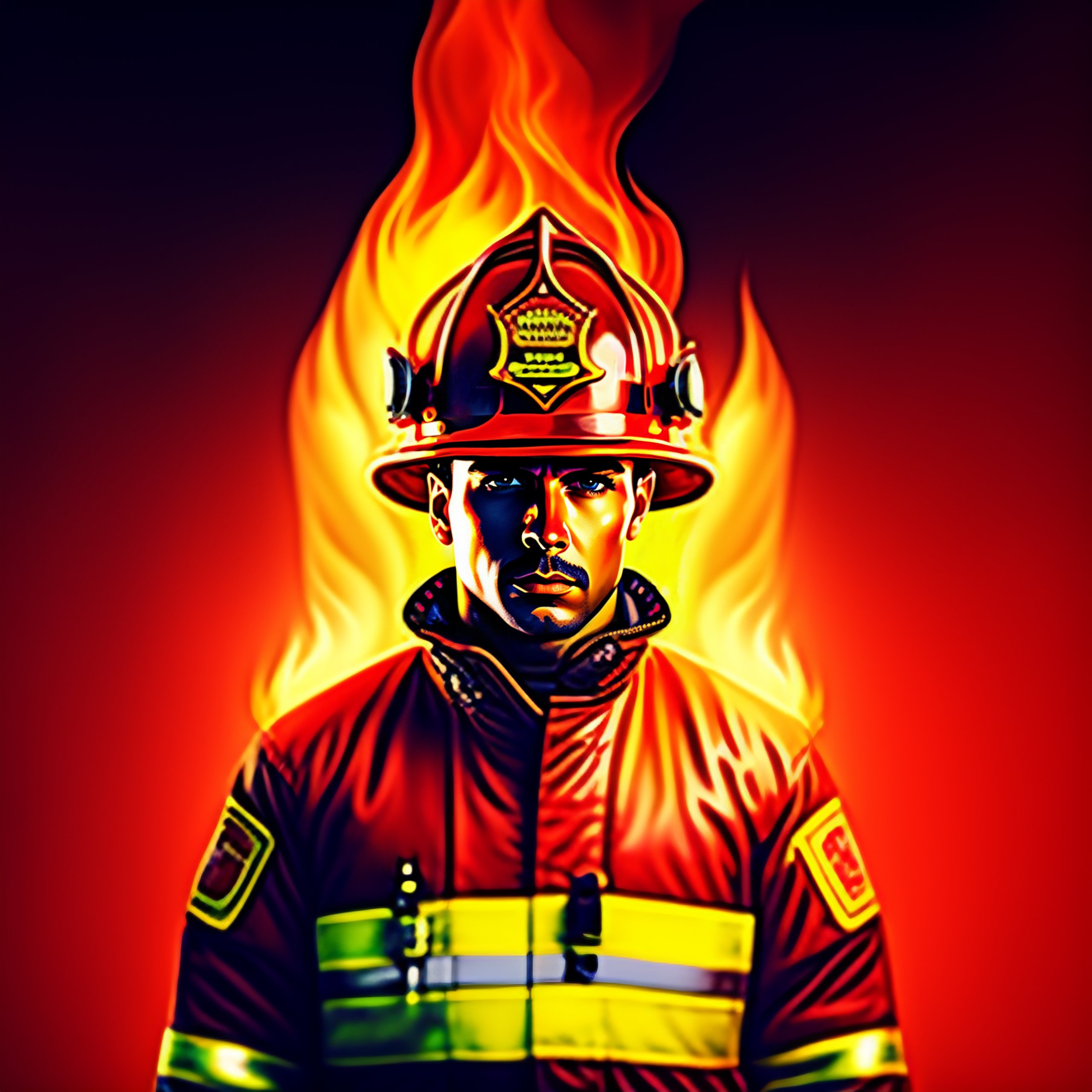 Lexica - Firefighter, 30 years old, handsome, wear fire suit and fire ...