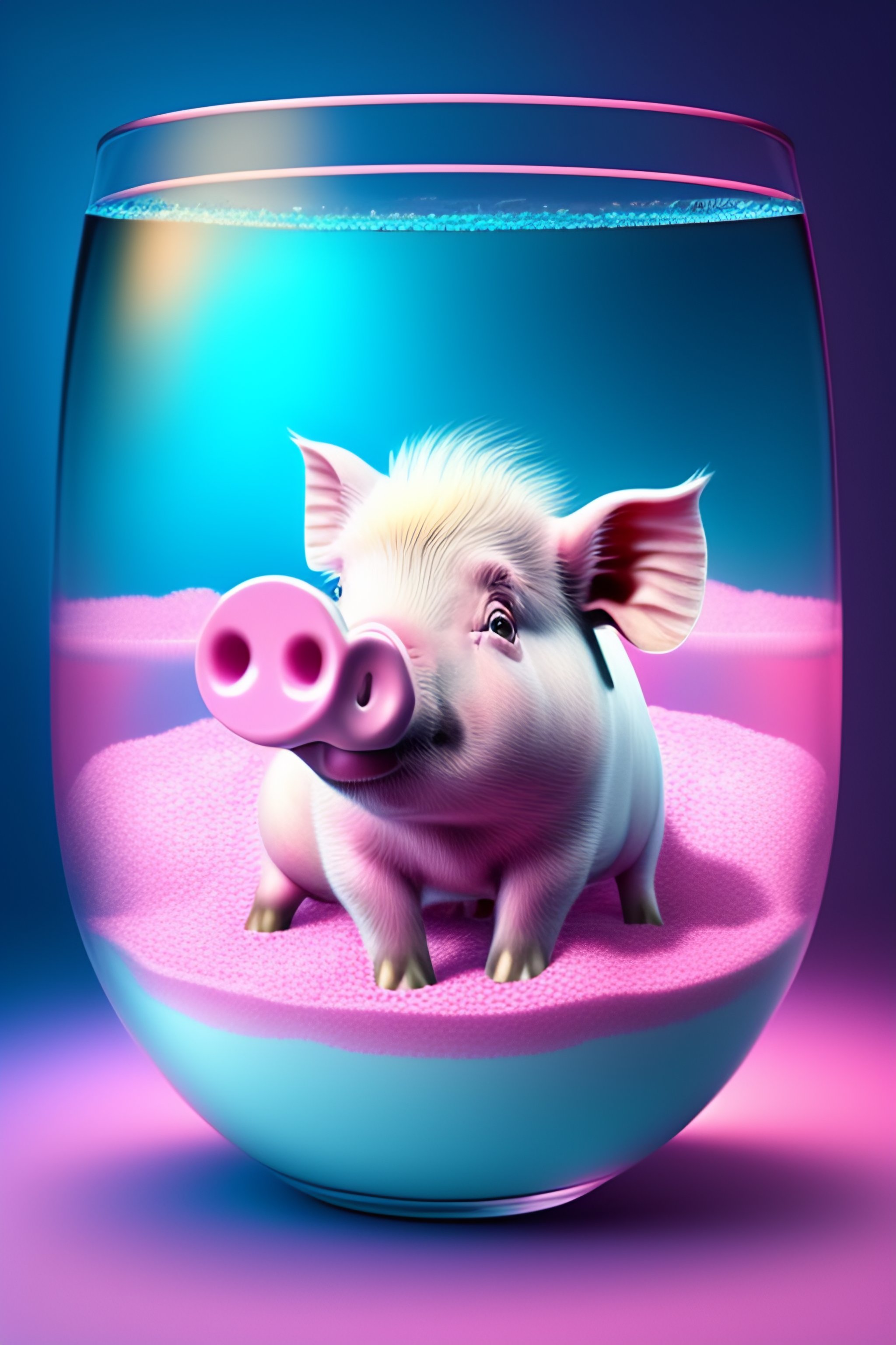 Lexica - A cute pink pig in blue pijamas with cup of hot chocolate ...